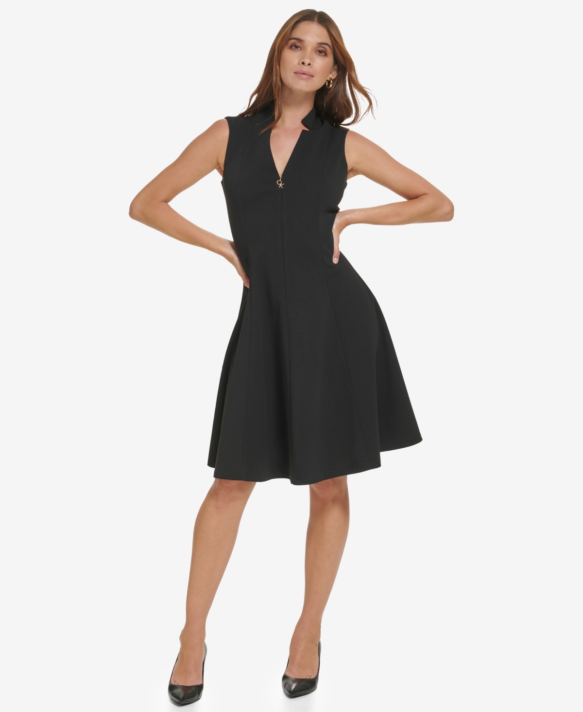 Click here for Calvin Klein Womens Sleeveless Scuba Crepe A-Line... prices