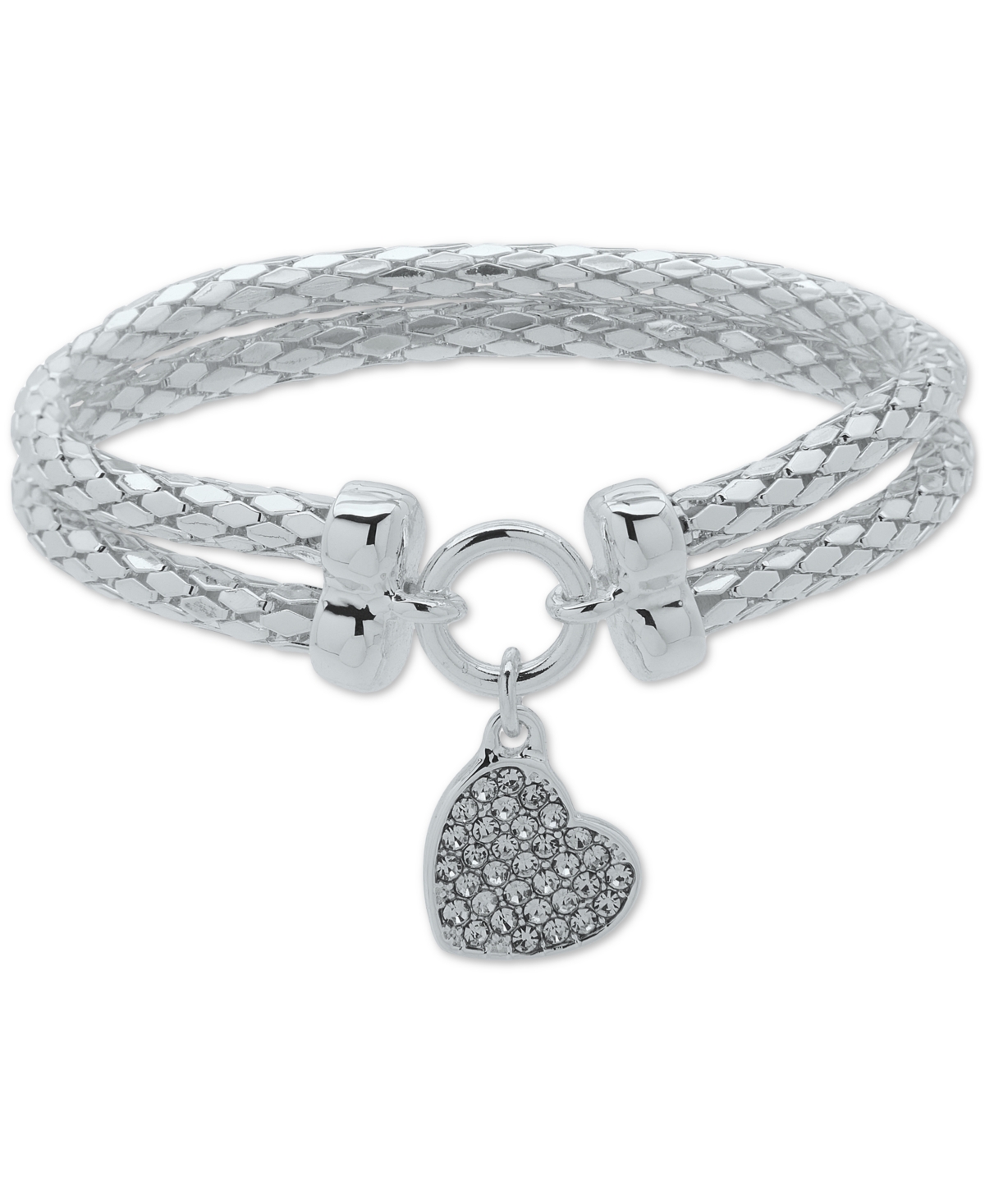 Click here for Nine West Pave Heart Charm Double-Row Stretch Brac... prices