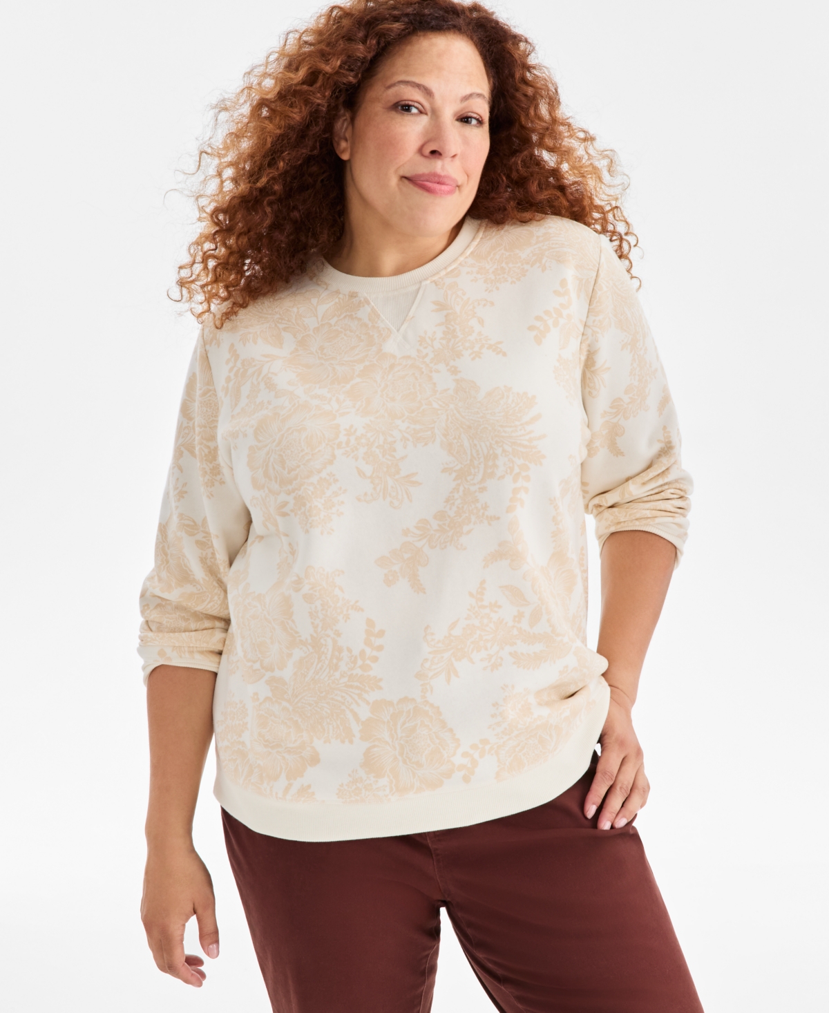 Click here for Style & Co Plus Size Holiday Floral Graphic Long-S... prices