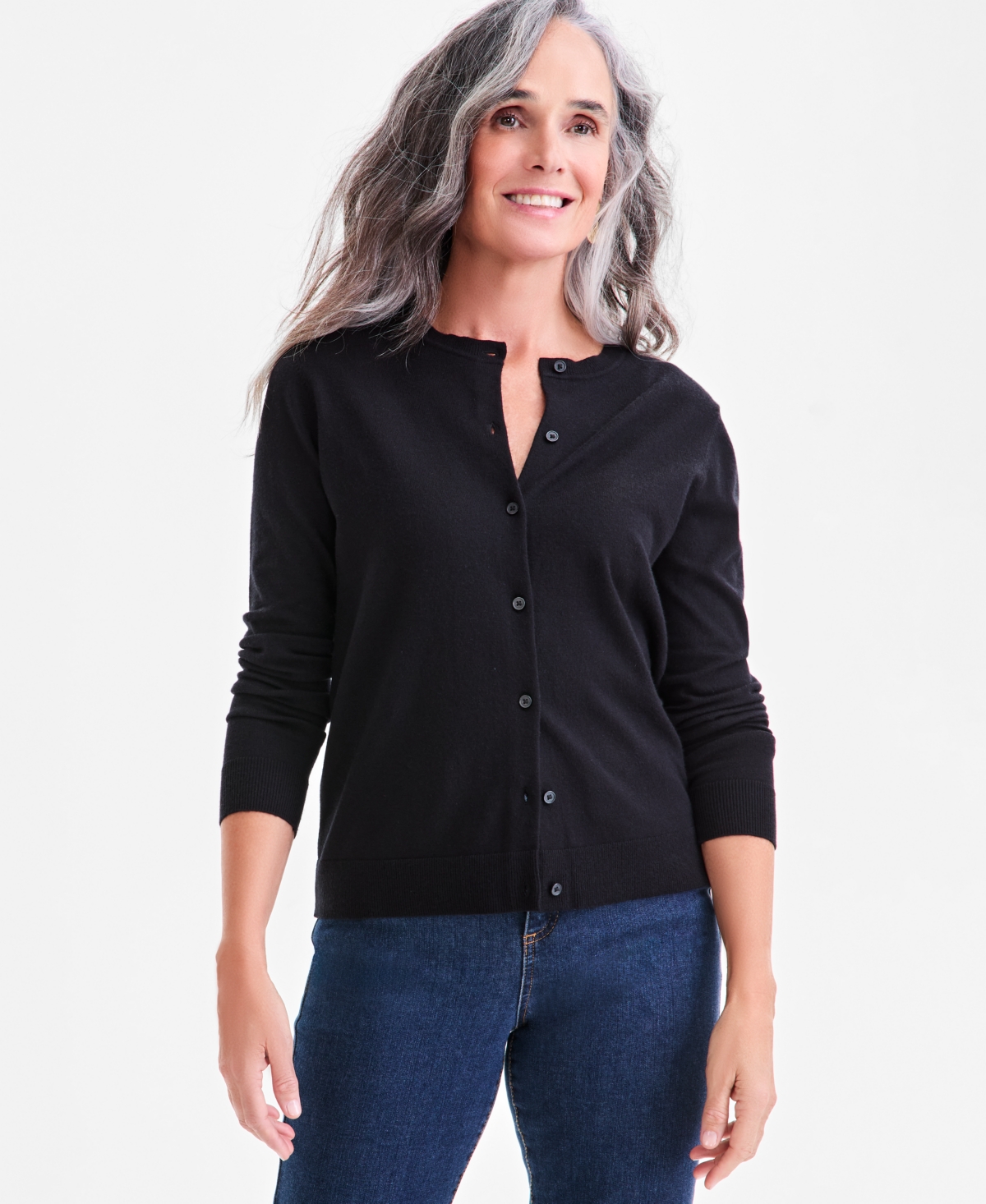 Click here for Style & Co Womens Button-Down Long-Sleeve Cardigan... prices