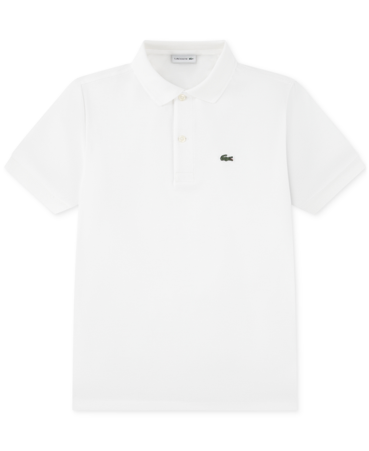 Lacoste Big Boys Cotton Petit Pique Polo Shirt - Blank White