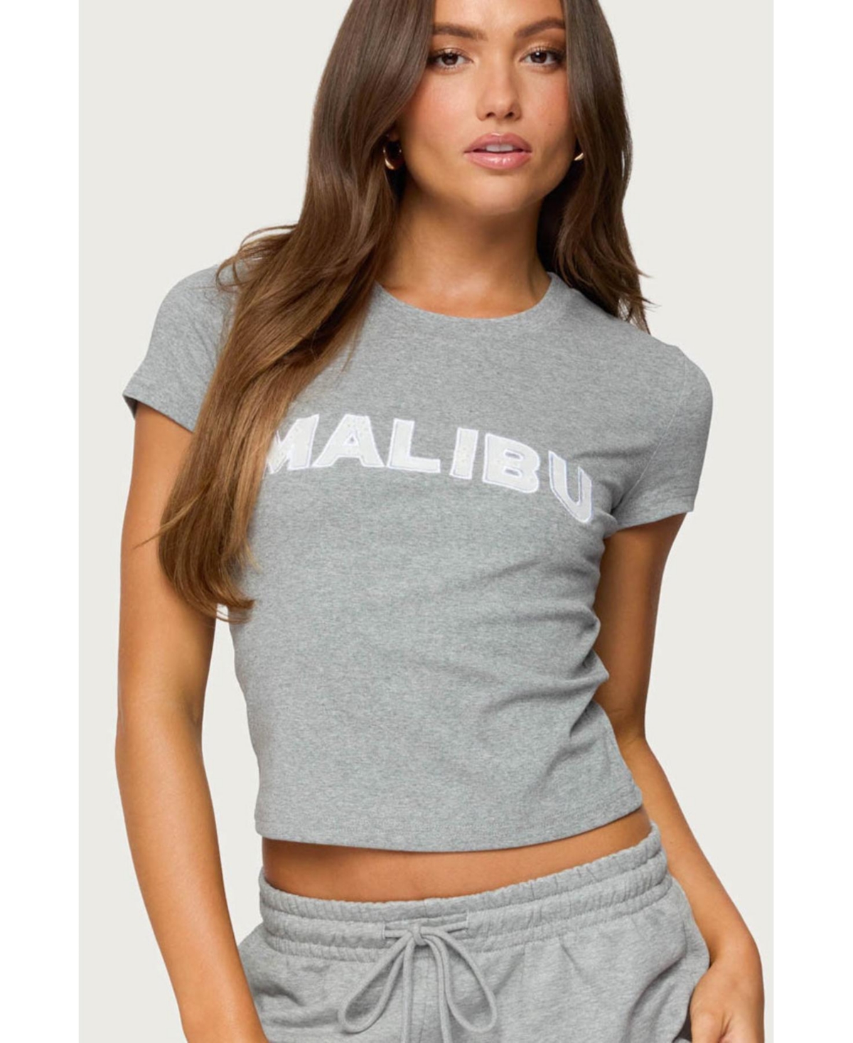 Edikted Womens Pacific Coast T Shirt - Gray-melange