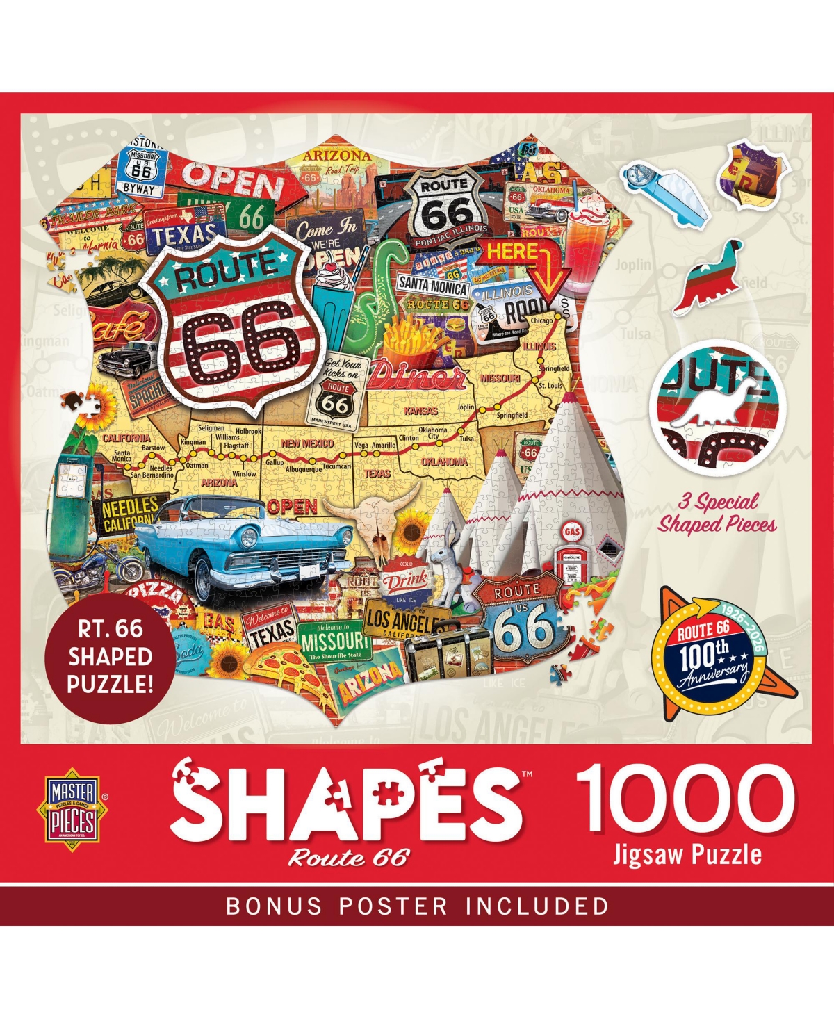 Click here for Route 66 1000 Piece Shaped Jigsaw Puzzle prices
