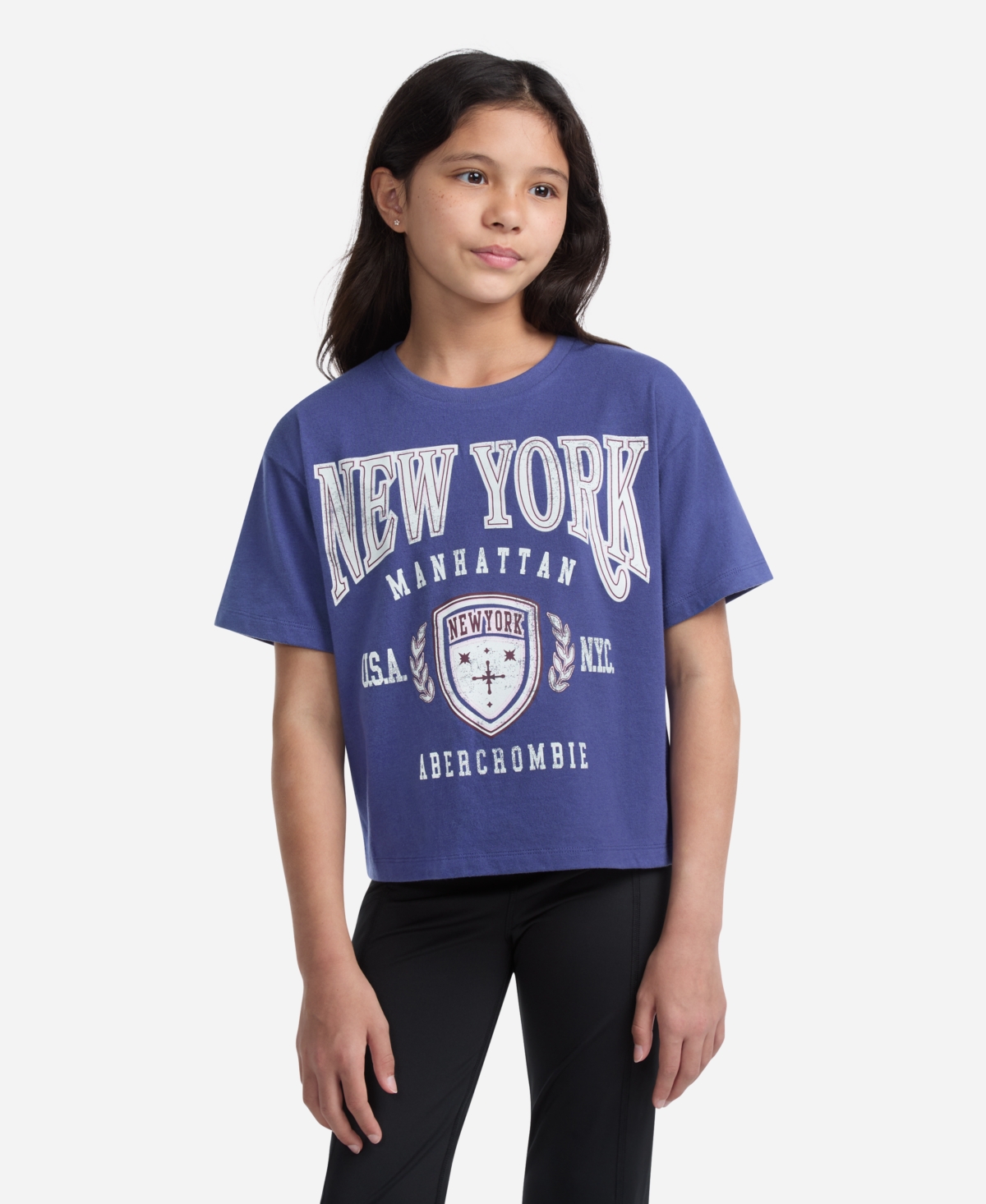 Click here for abercrombie kids Girls New York Crest Boxy T-Shirt... prices