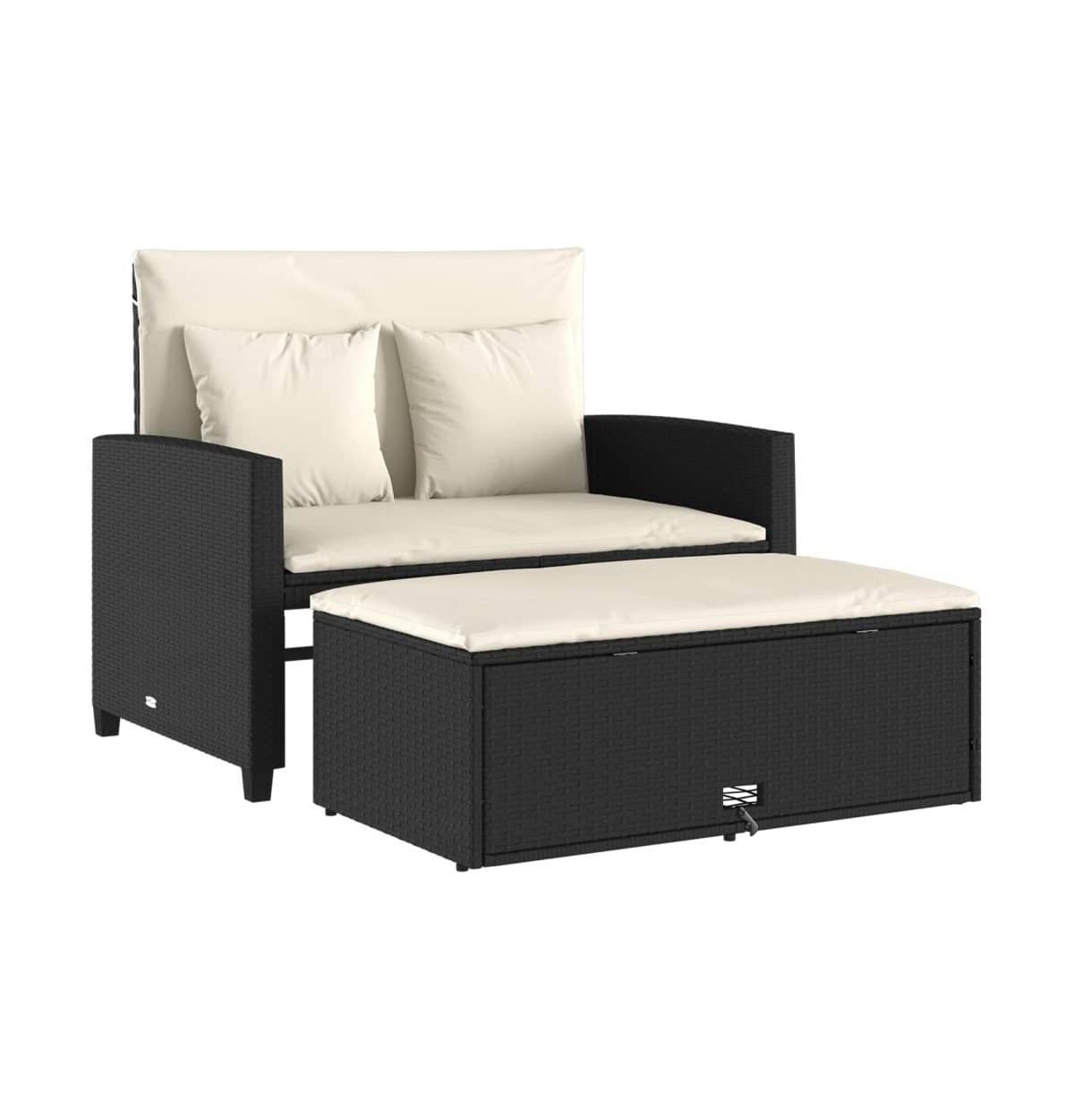 Click here for vidaXL Patio Sofa with Cushions 2-Seater Black Pol... prices