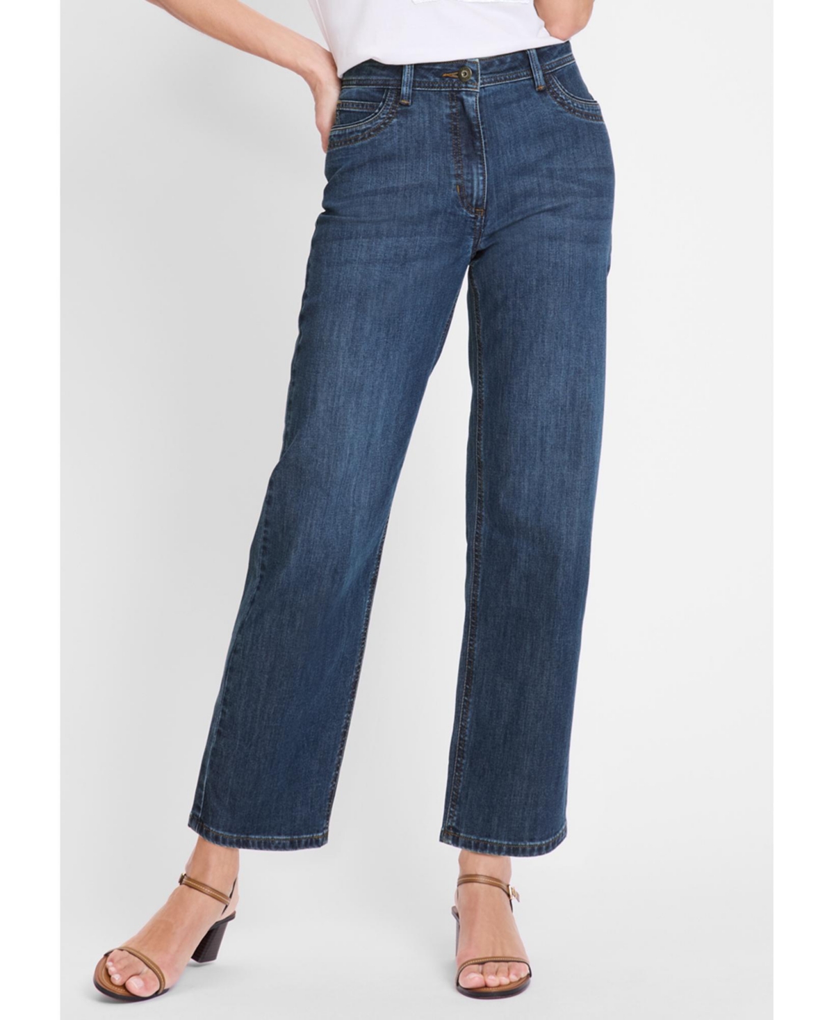 Click here for Olsen Anna Fit Cropped Jean - Blue denim prices