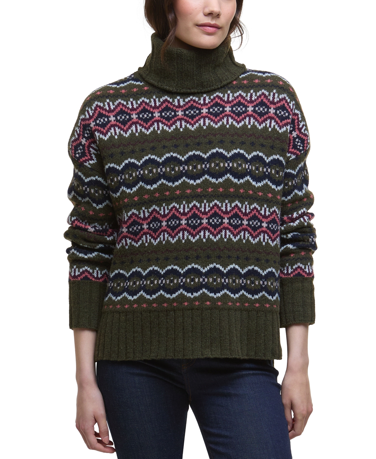 Click here for Barbour Womens Helen Knit Turtleneck Sweater - Dar... prices