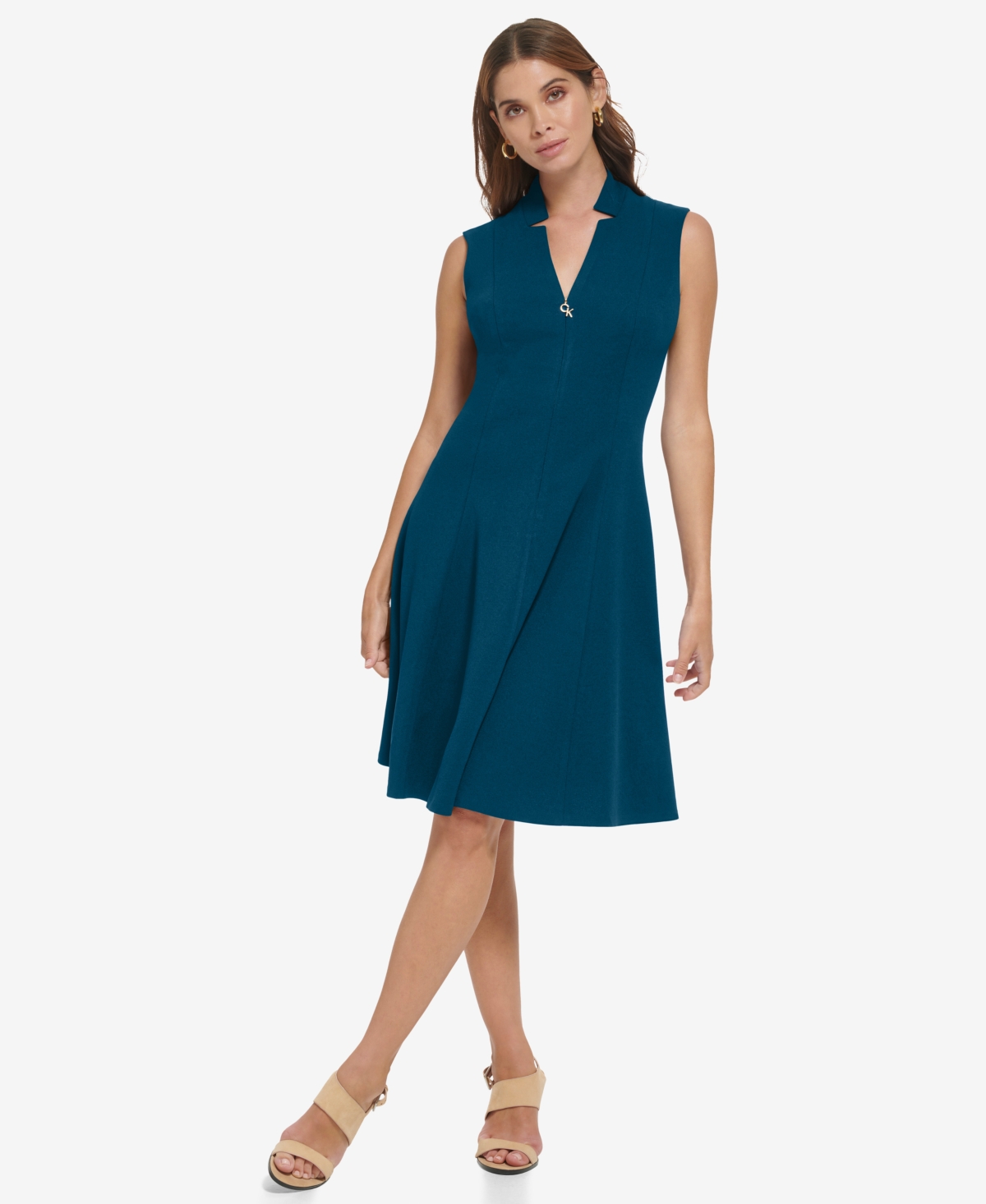 Click here for Calvin Klein Womens Sleeveless Scuba Crepe A-Line... prices