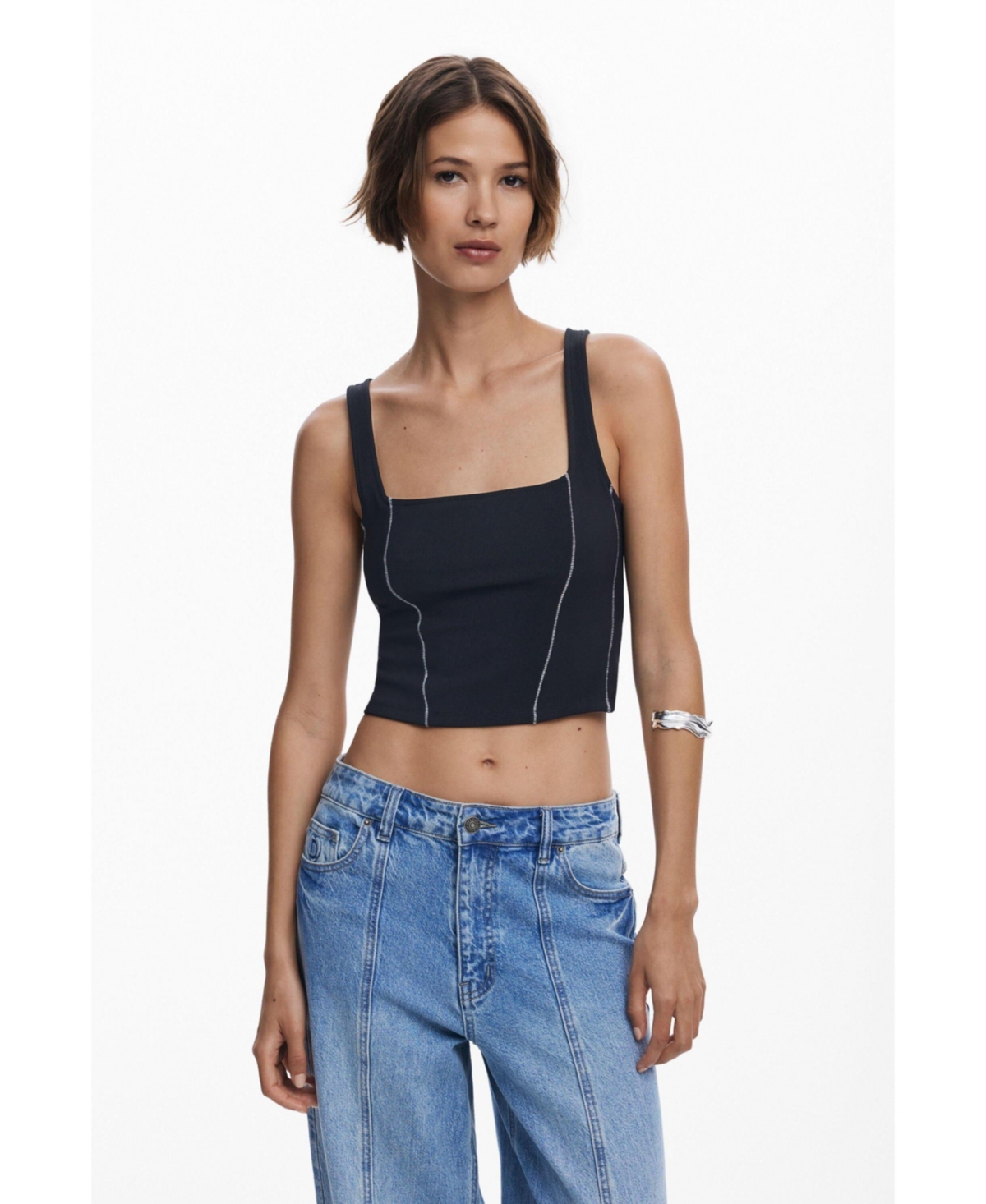 Click here for Desigual Womens Denim tank top - Black prices