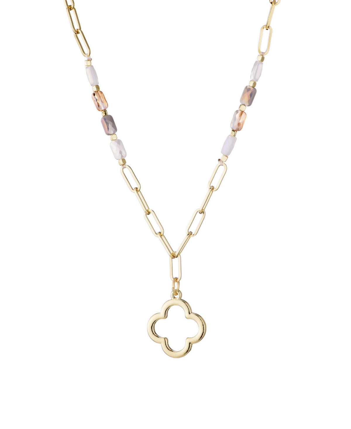 Click here for Adornia Mixed Bead and Chain Clover Outline Pendan... prices