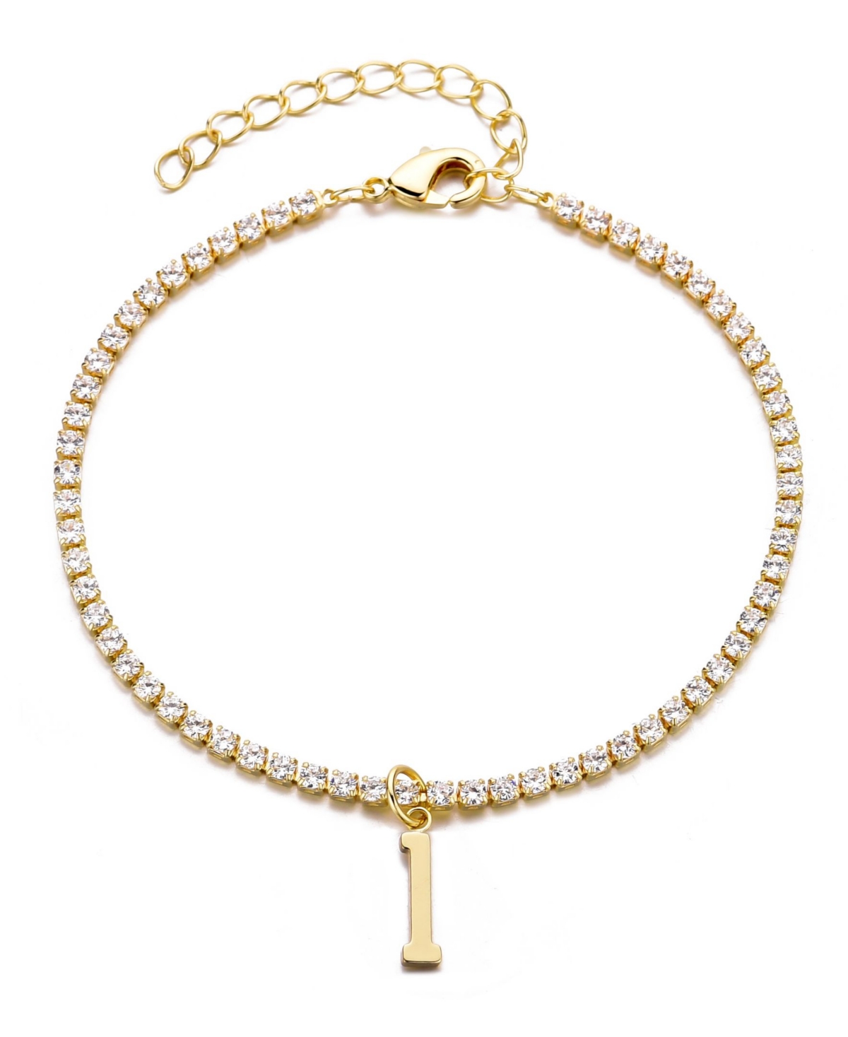 Click here for Adornia Gold Crystal Initial Charm Tennis Bracelet... prices