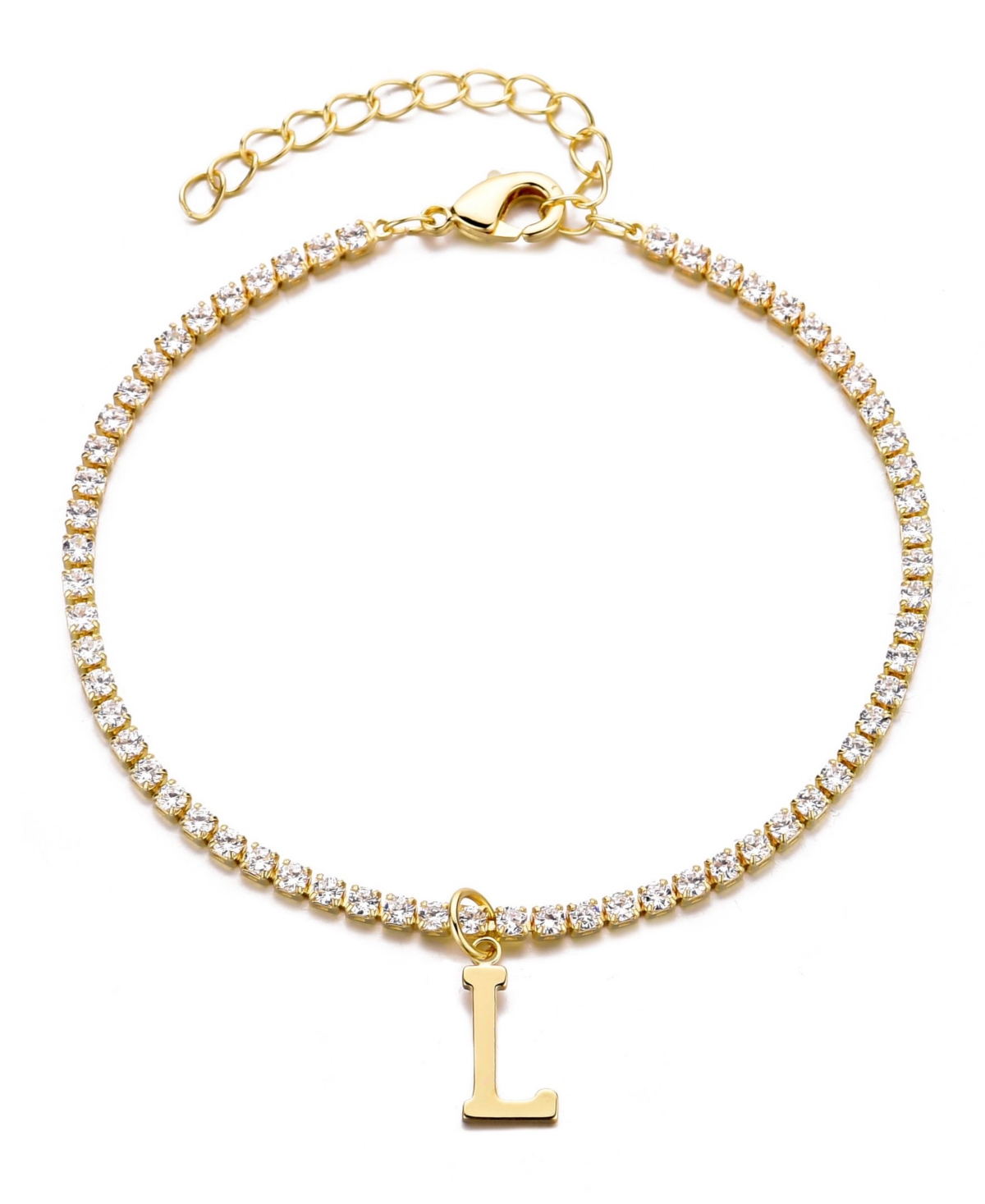 Click here for Adornia Gold Crystal Initial Charm Tennis Bracelet... prices
