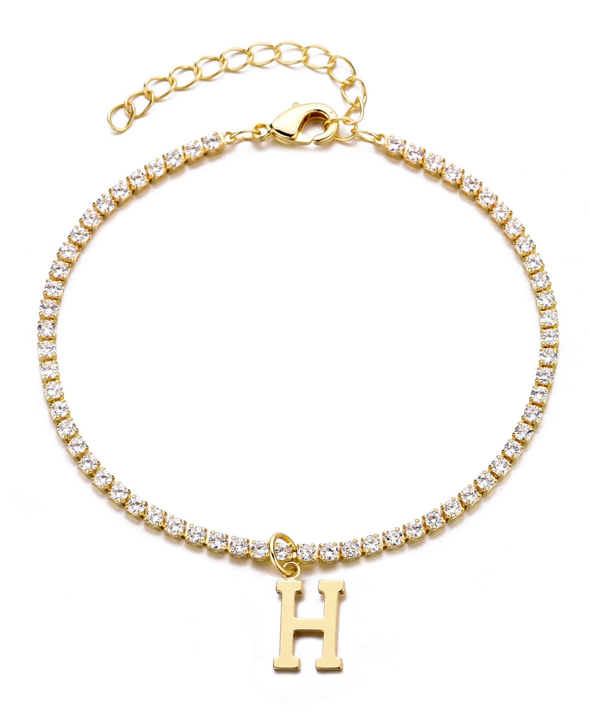 Click here for Adornia Gold Crystal Initial Charm Tennis Bracelet... prices