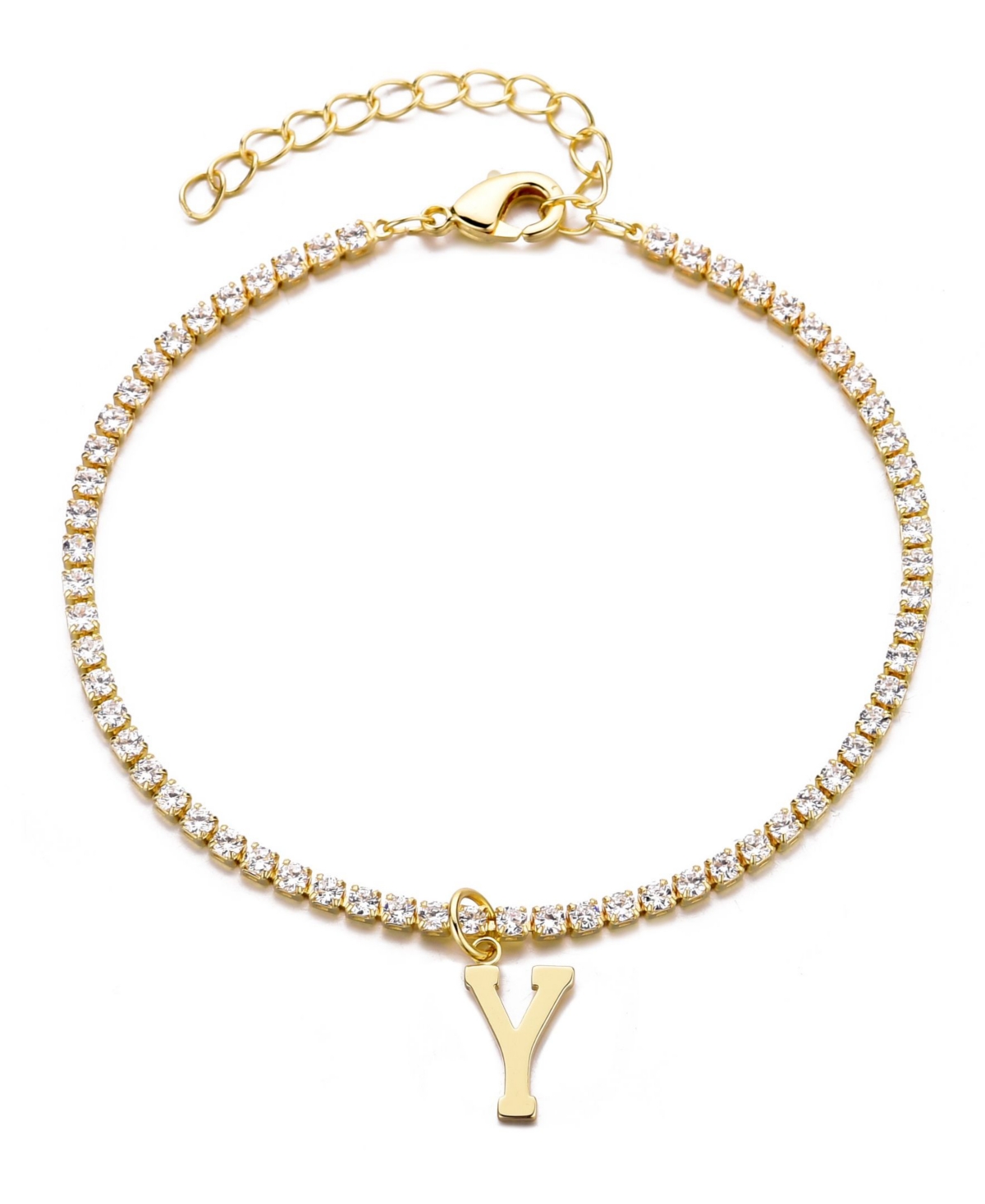 Click here for Adornia Gold Crystal Initial Charm Tennis Bracelet... prices