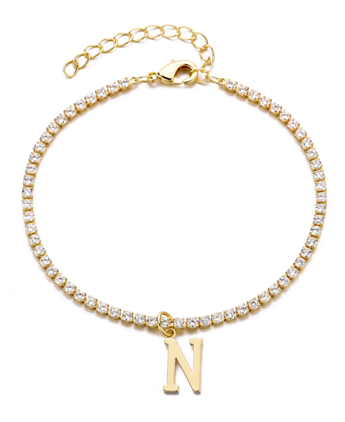 Click here for Adornia Gold Crystal Initial Charm Tennis Bracelet... prices