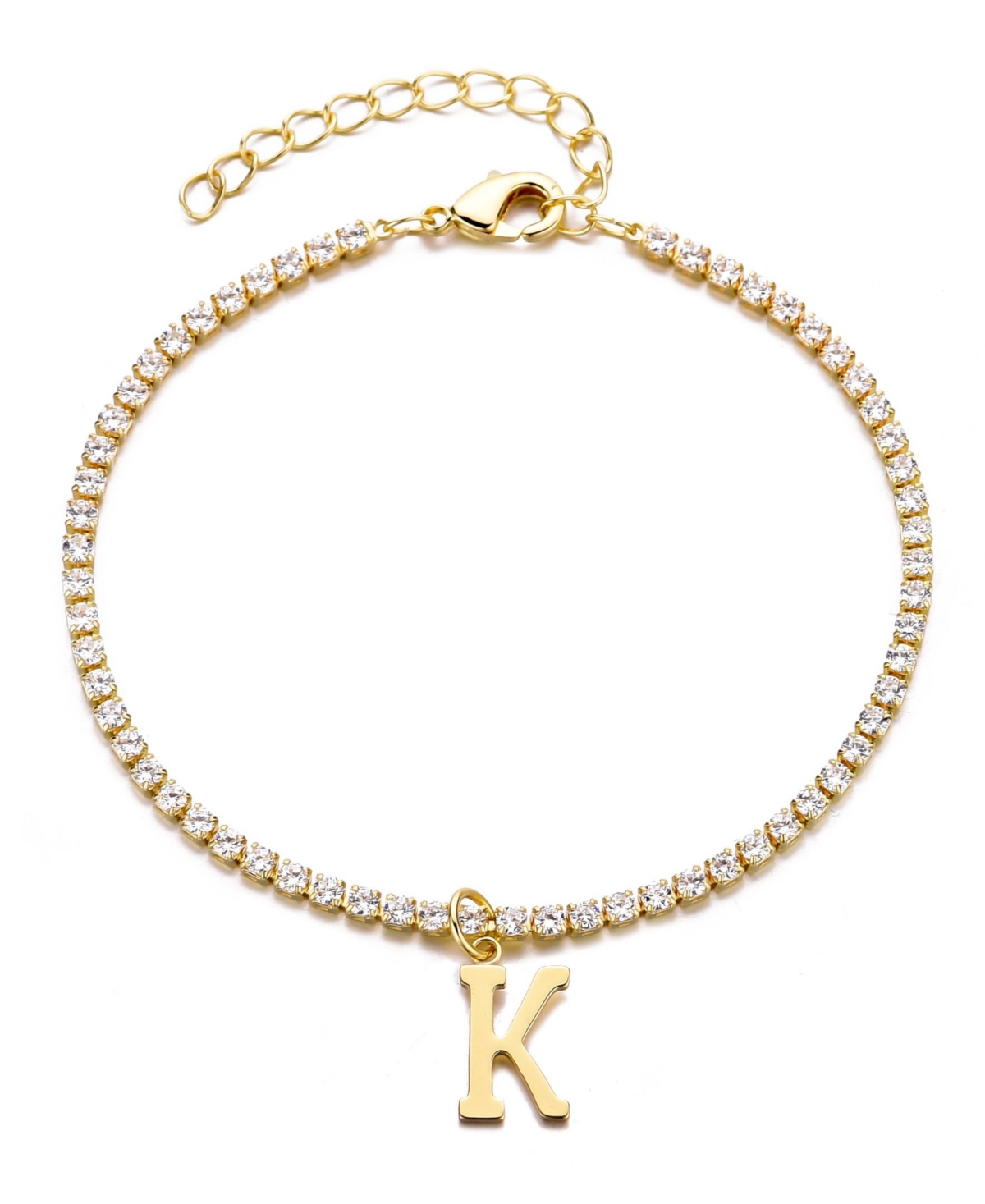 Click here for Adornia Gold Crystal Initial Charm Tennis Bracelet... prices