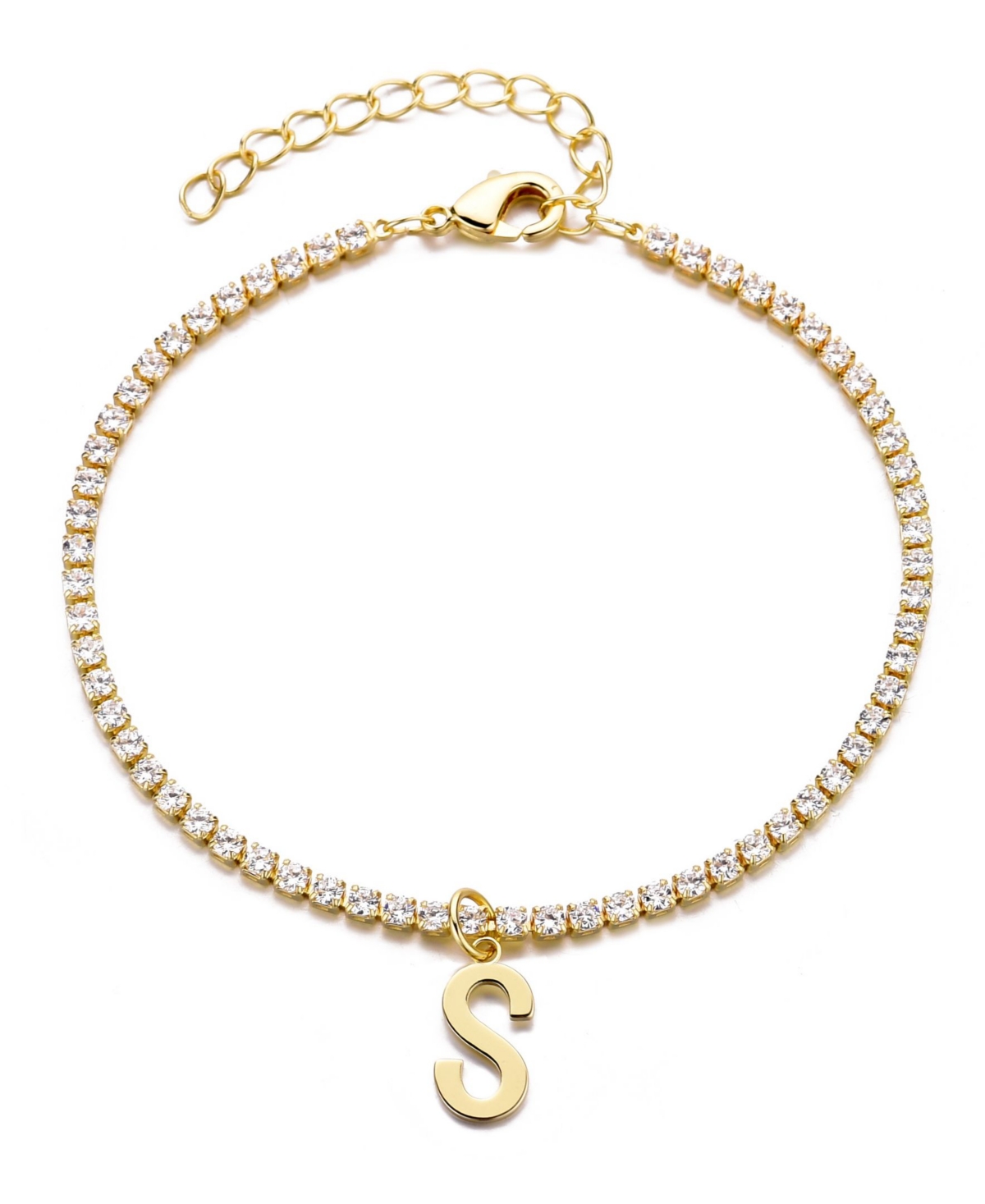 Click here for Adornia Gold Crystal Initial Charm Tennis Bracelet... prices