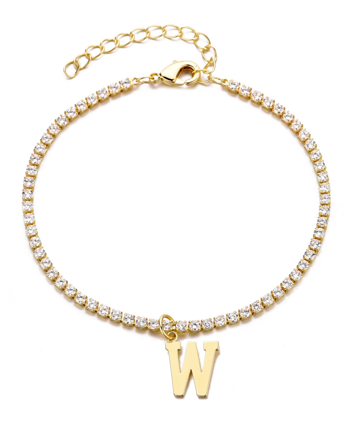 Click here for Adornia Gold Crystal Initial Charm Tennis Bracelet... prices