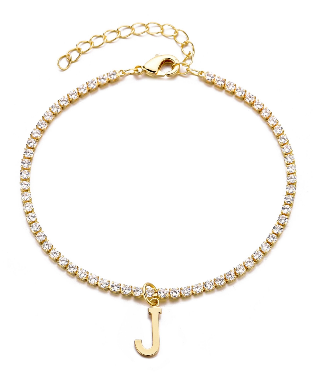Click here for Adornia Gold Crystal Initial Charm Tennis Bracelet... prices