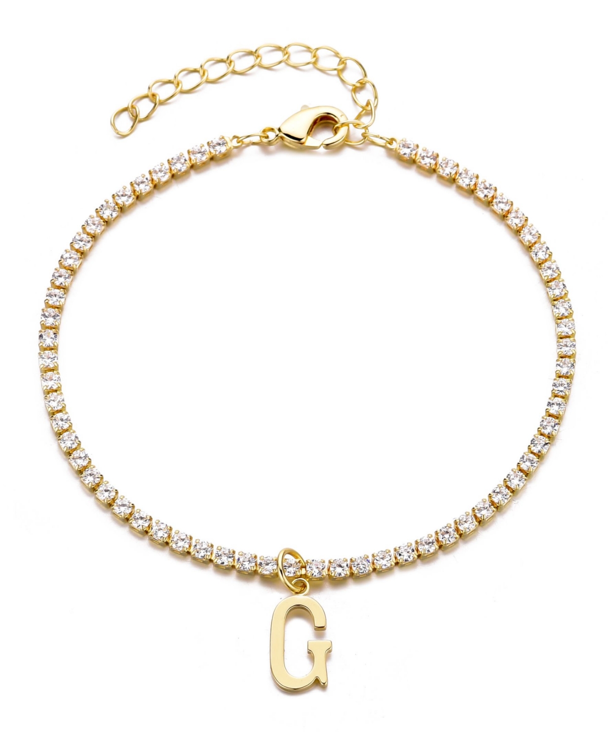 Click here for Adornia Gold Crystal Initial Charm Tennis Bracelet... prices