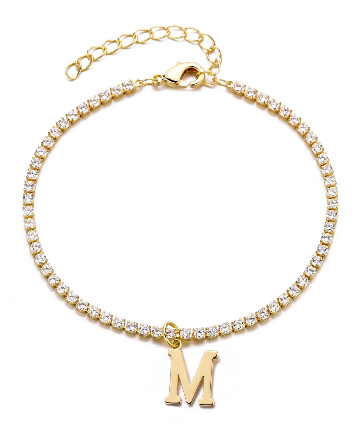 Click here for Adornia Gold Crystal Initial Charm Tennis Bracelet... prices