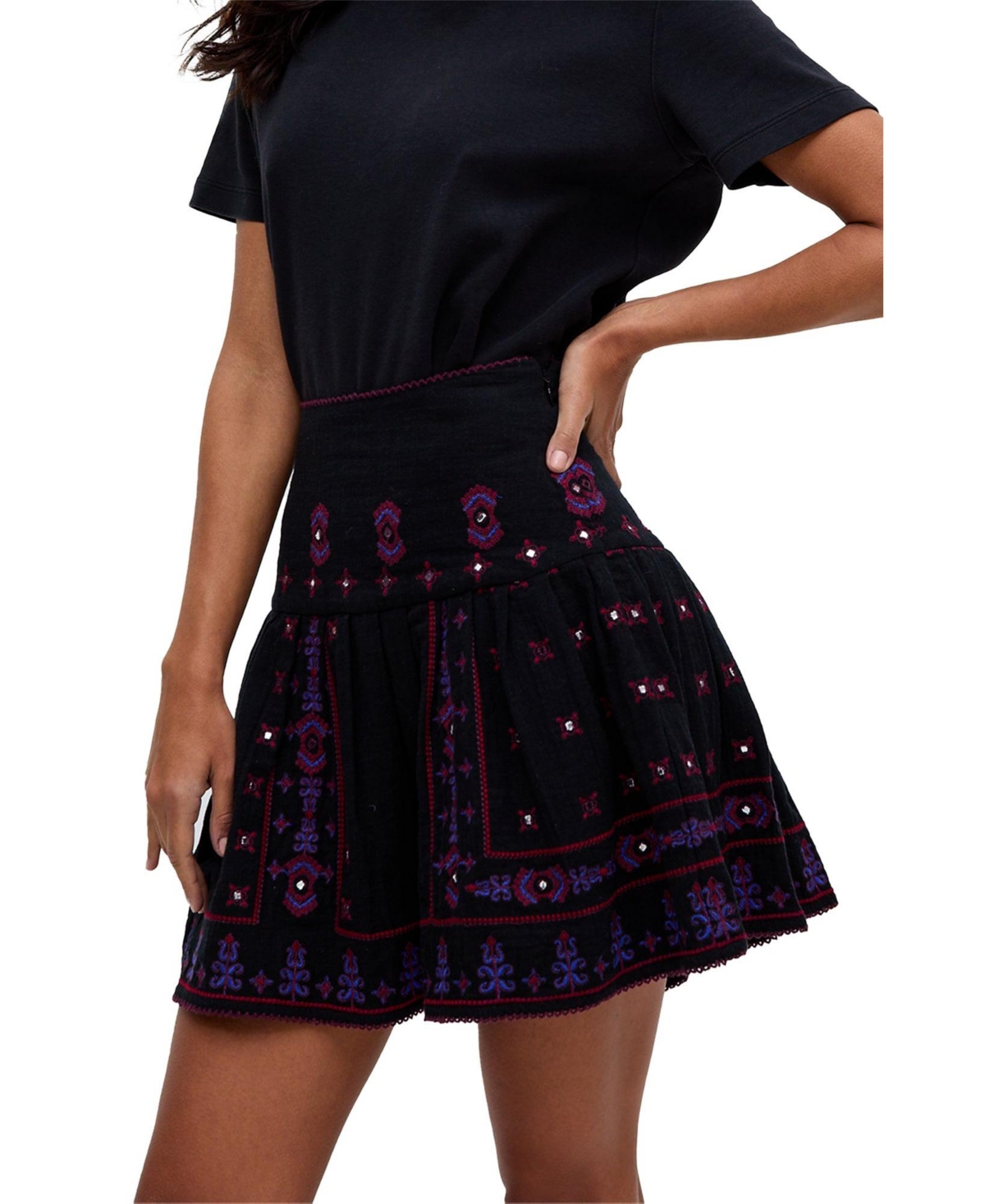 Click here for Raffya Womens Issabel All Over Embroidered Mini Sk... prices
