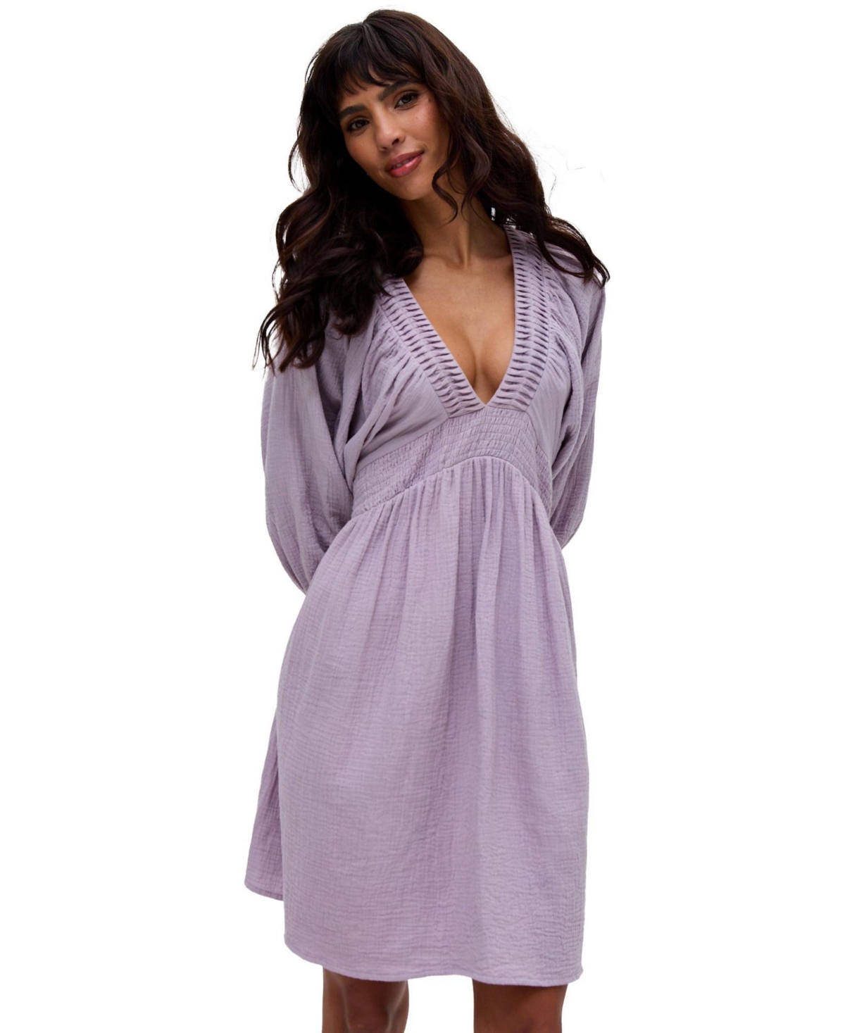 Click here for Raffya Womens Soipoi Ruched V-Neck Midi Dress - Li... prices