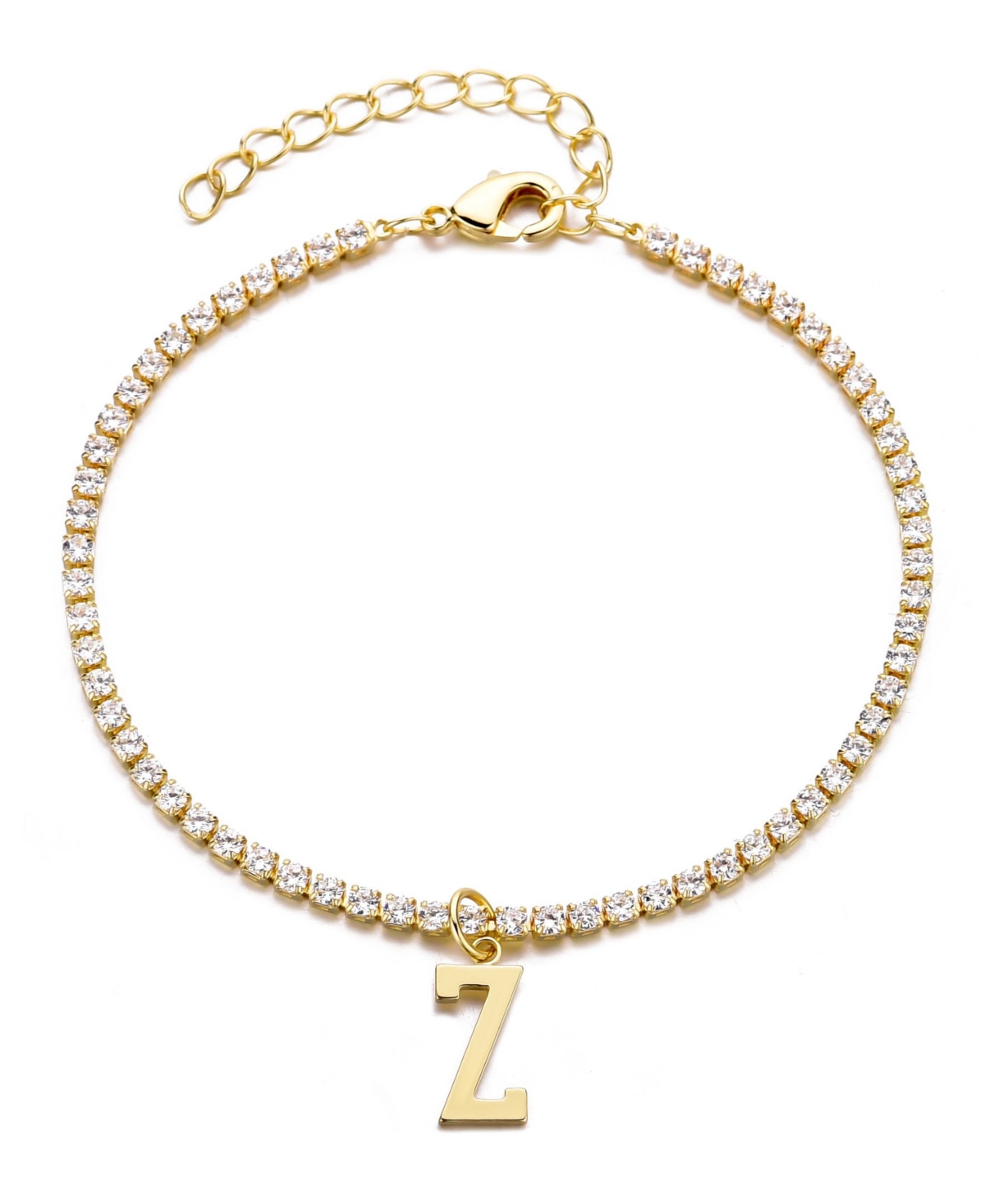 Click here for Adornia Gold Crystal Initial Charm Tennis Bracelet... prices
