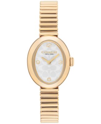 COACH Women's Sammy Gold Tone Stainless Steel Stretch Bracelet Watch ...