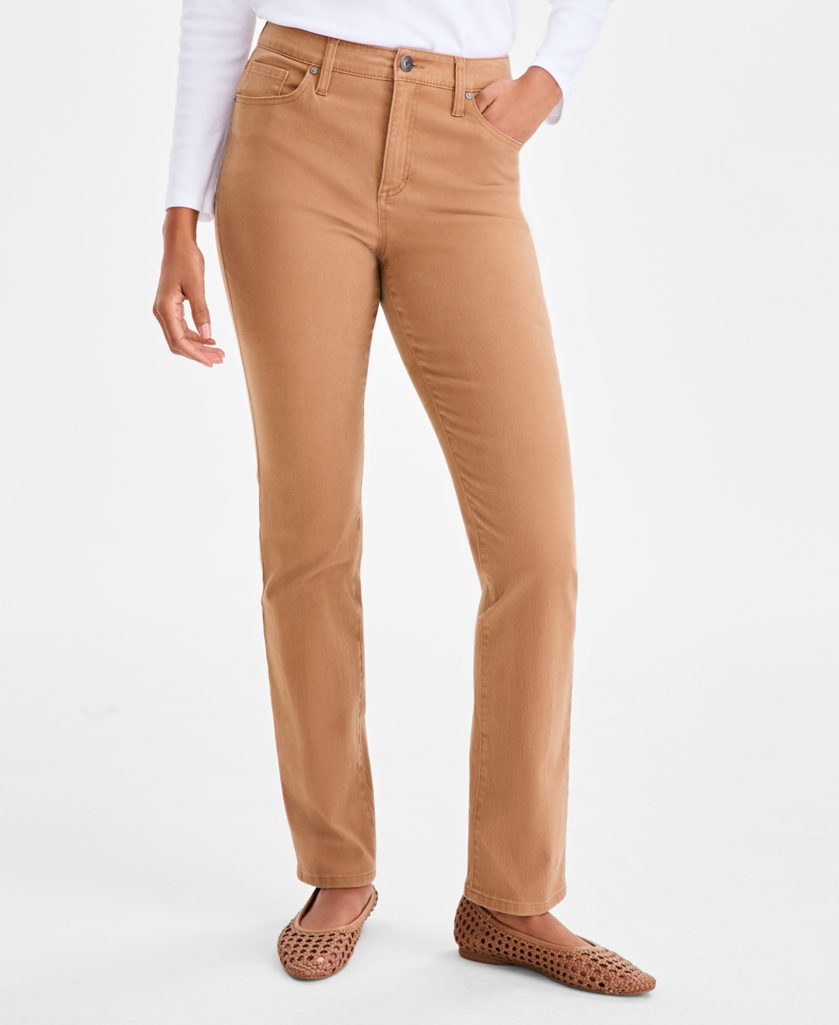 Click here for Style & Co Womens Straight-Leg High Rise Twill Pan... prices