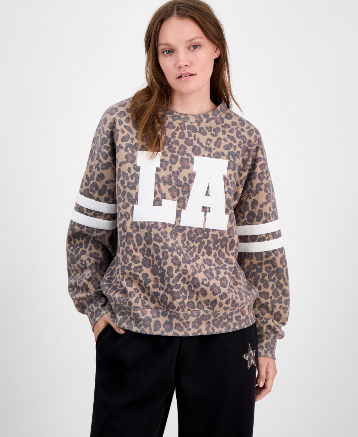 Click here for Madden Girl Juniors Patch Crewneck Long-Sleeve Swe... prices