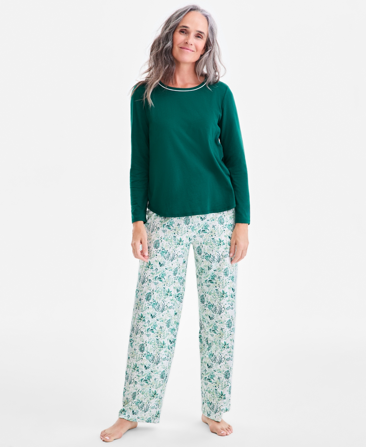 Click here for Charter Club Womens Long-Sleeve Jersey Pajama Set... prices