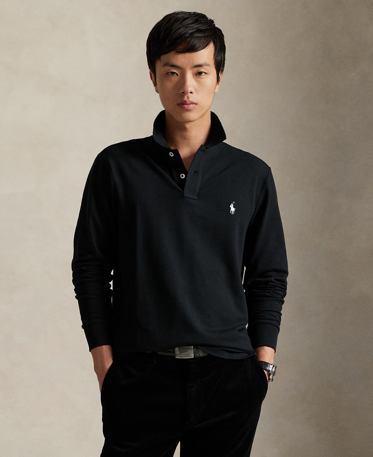 Polo Ralph Lauren Mens Classic-Fit Stretch Mesh Polo Shirt - Polo Black