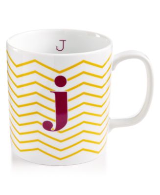The Cellar Chevron Initial Mug Collection "J" Mug, Created for Macy's ...