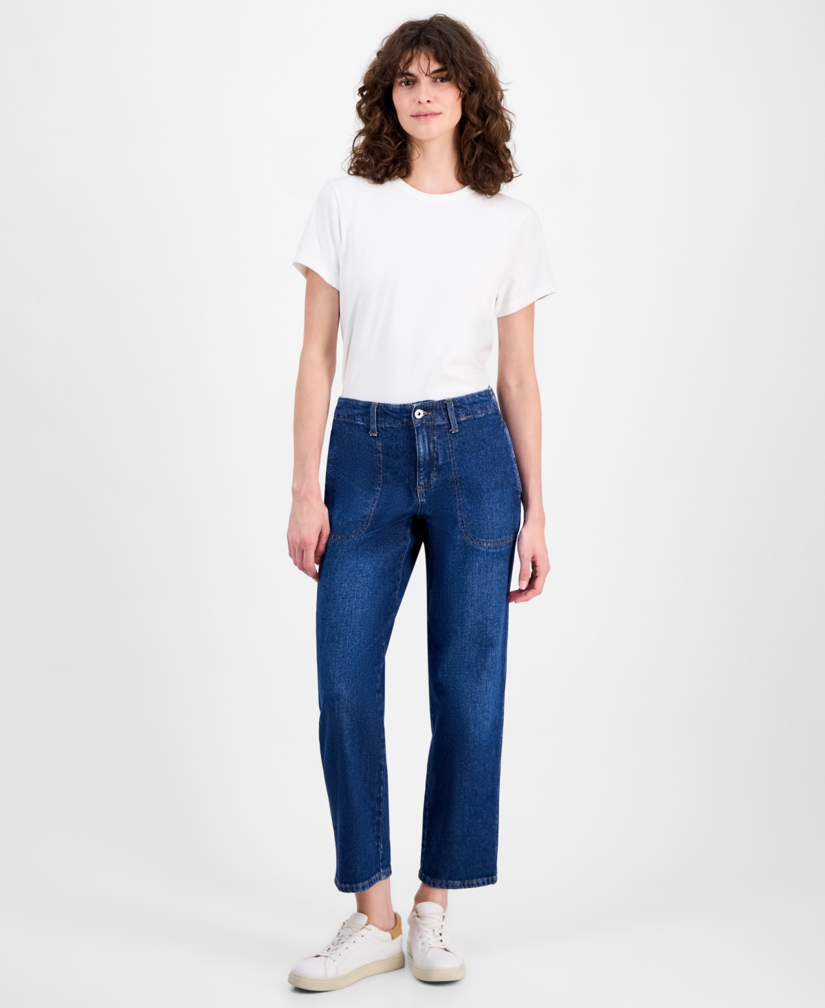 Click here for Style & Co Womens Mid-Rise Relaxed Straight-Leg Je... prices