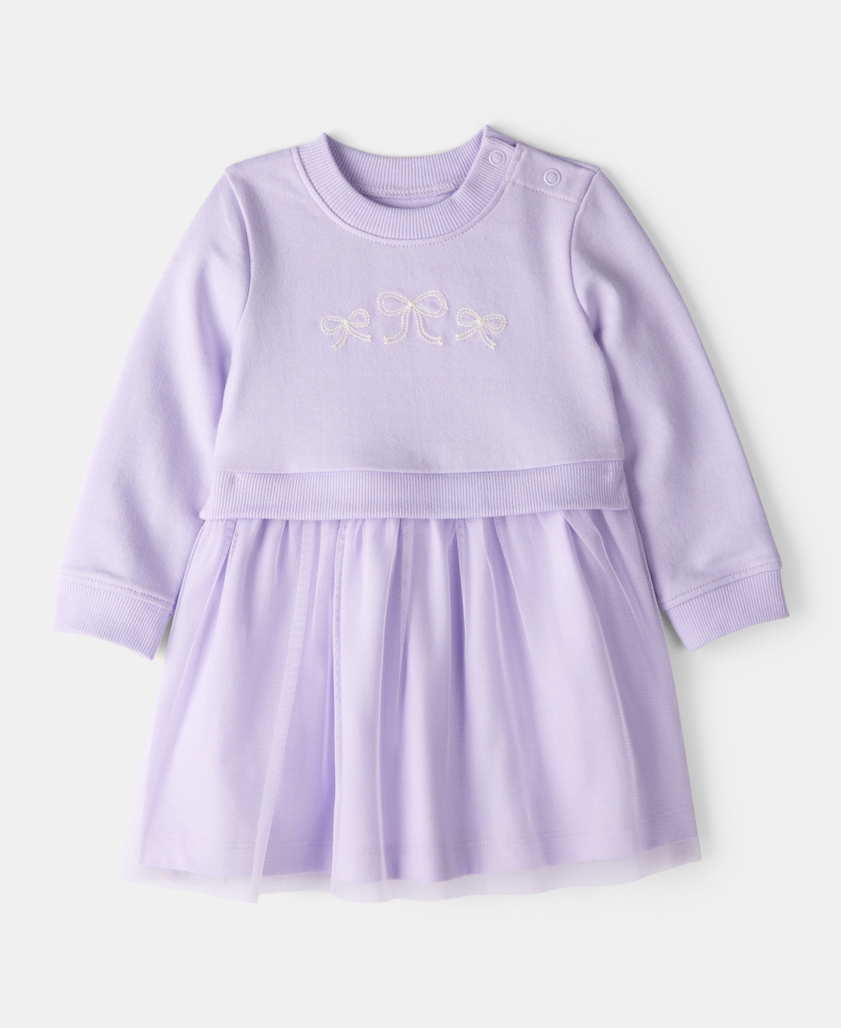 Carters Baby Girls Bow-Print Tulle Cotton Dress - Purple