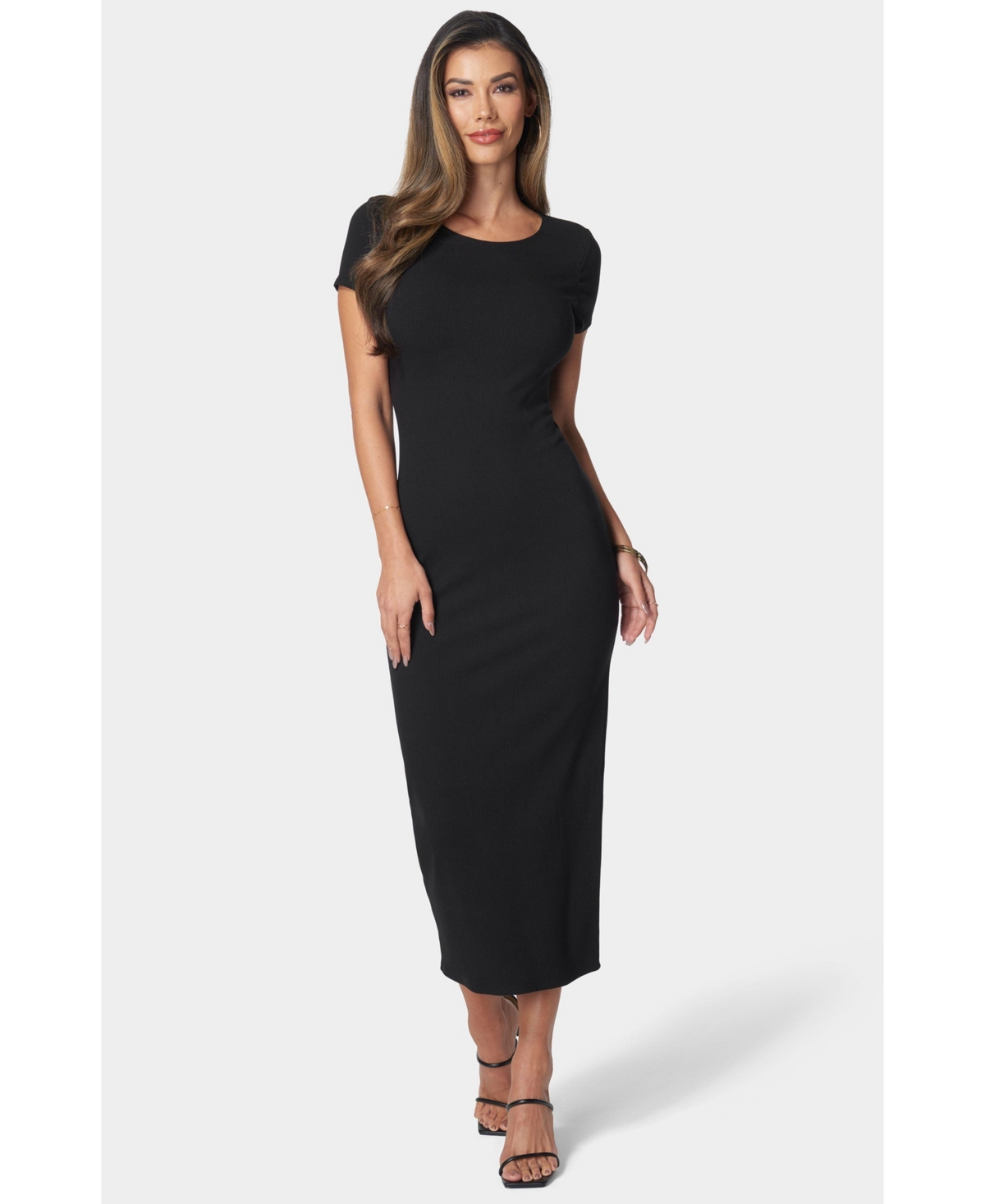 Click here for Bebe Womens Rib Maxi T-Shirt Dress - Black prices