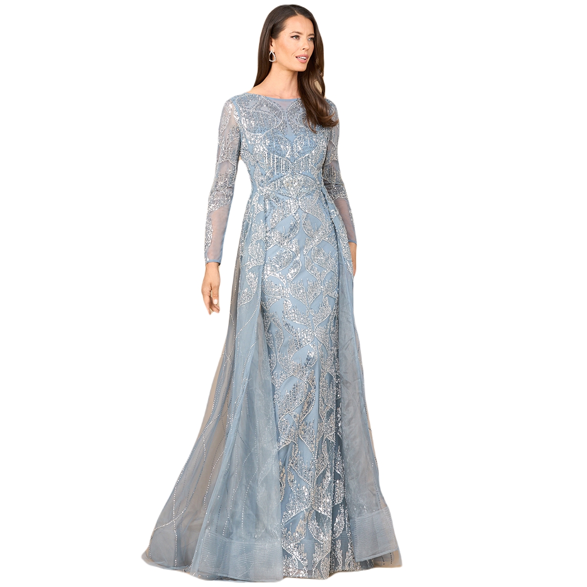 Click here for Lara Womens Long Sleeve Gown with Overskirt & High... prices