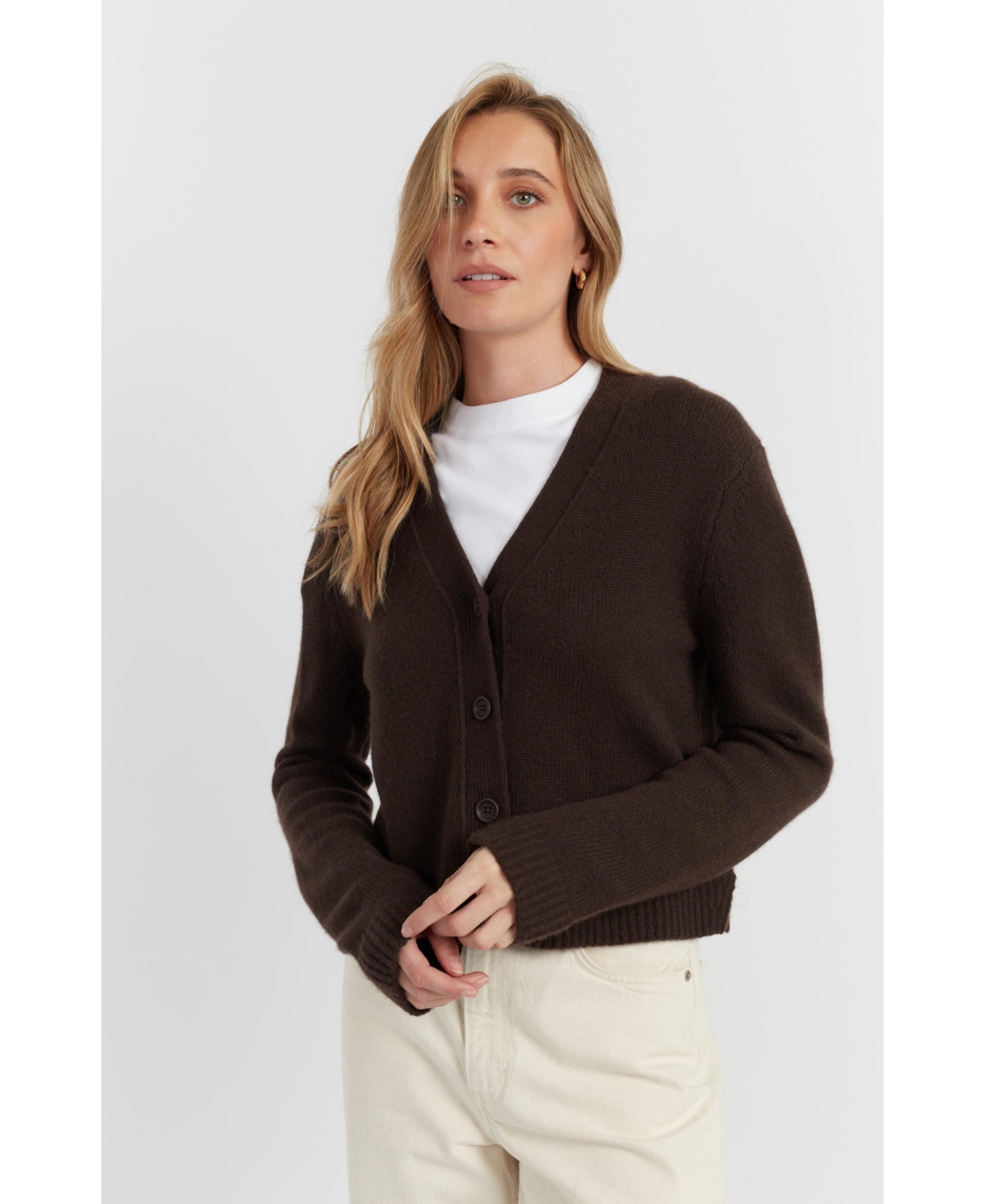 Chinti & Parker Womens Pure Cashmere Cardigan - Chocolate