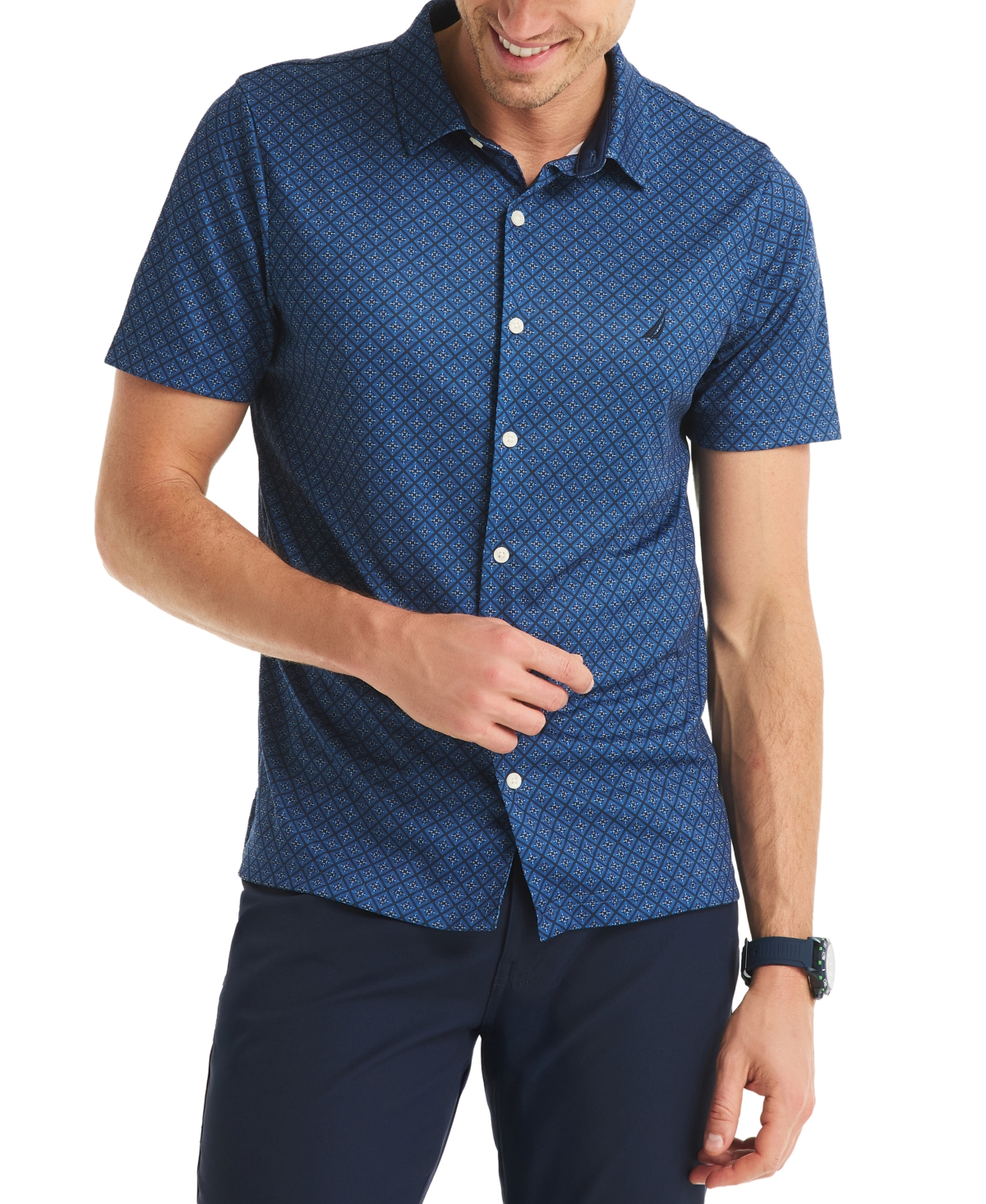 Click here for Nautica Mens Printed Classic-Fit Performance Butto... prices