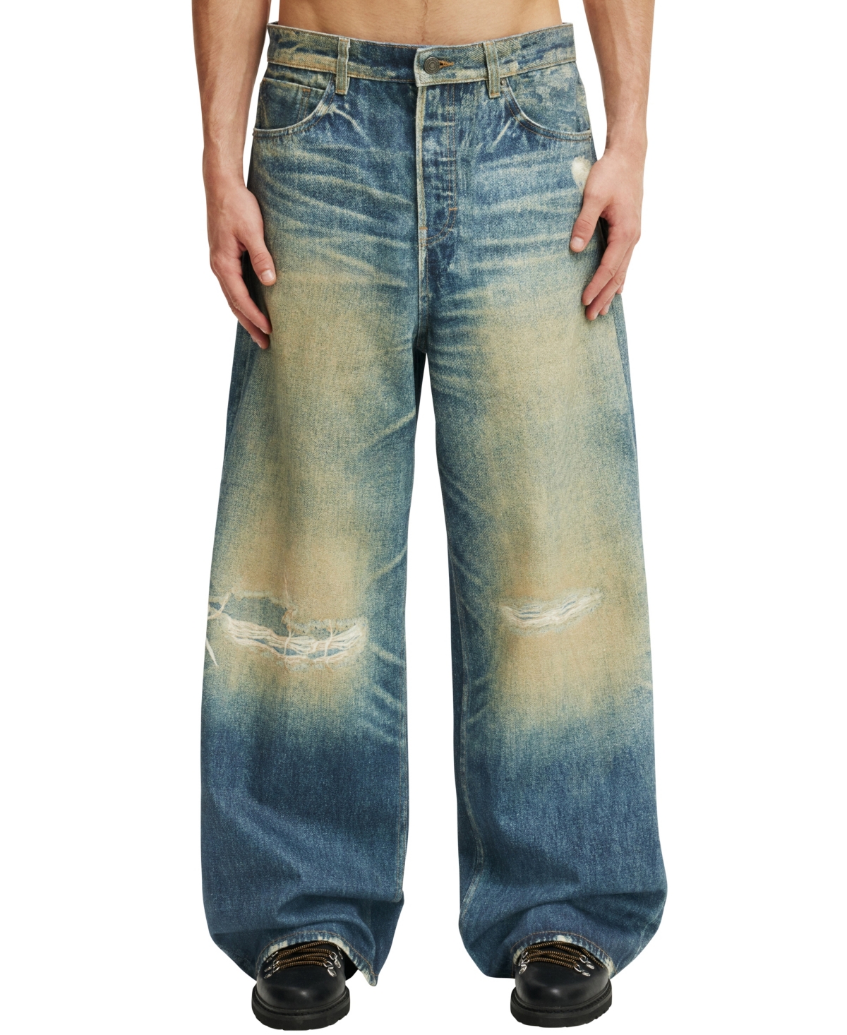 Click here for Cotton On Mens Super Baggy Jean - digital rips blu... prices