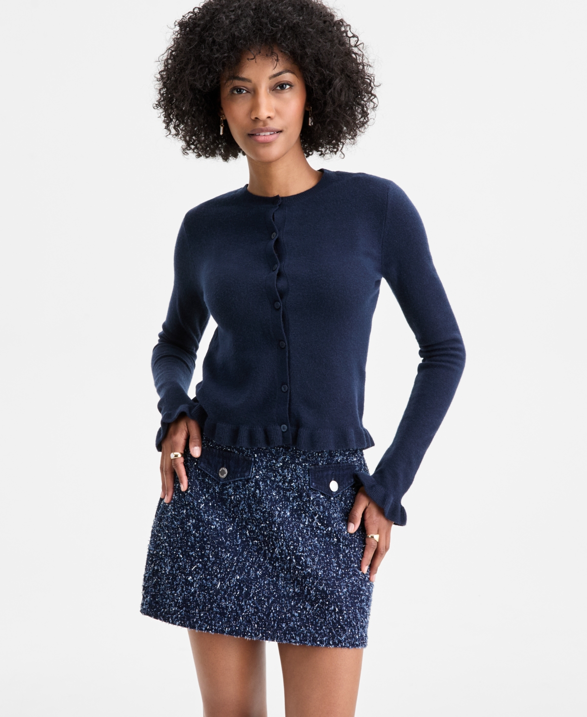 Click here for On 34th Womens Ruffle-Hem Cardigan  Macys Exclusiv... prices