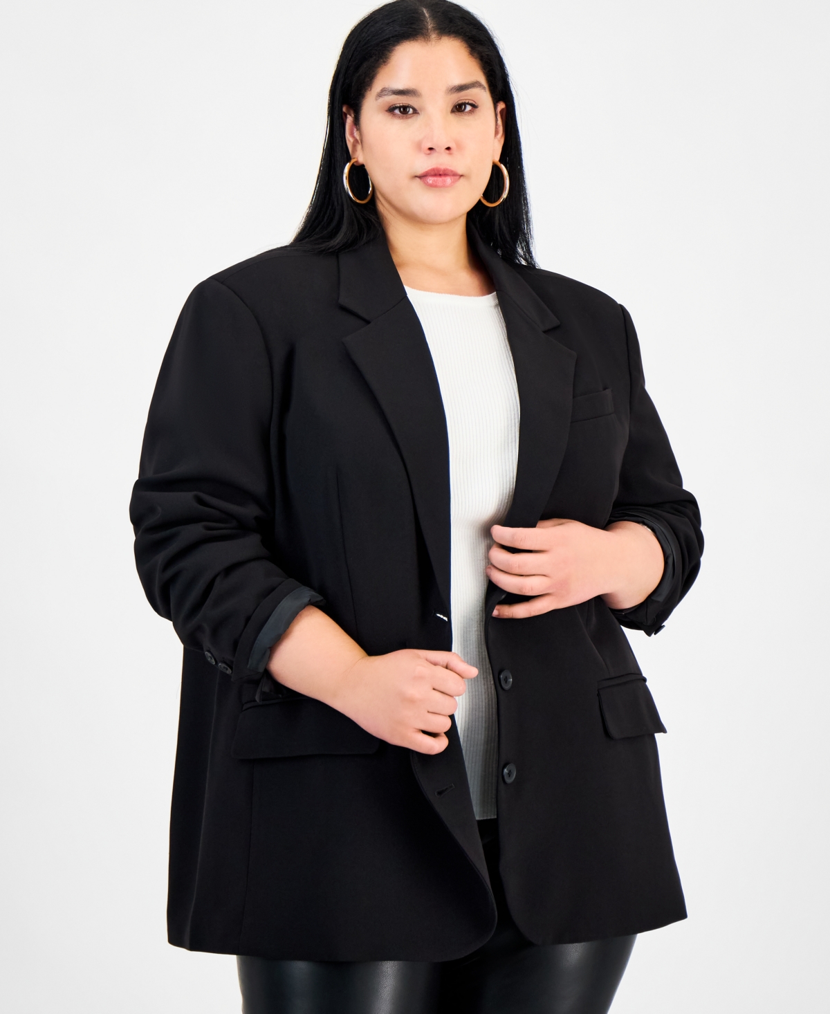 Click here for Bar Iii Trendy Plus Size Boyfriend Blazer  Macys E... prices