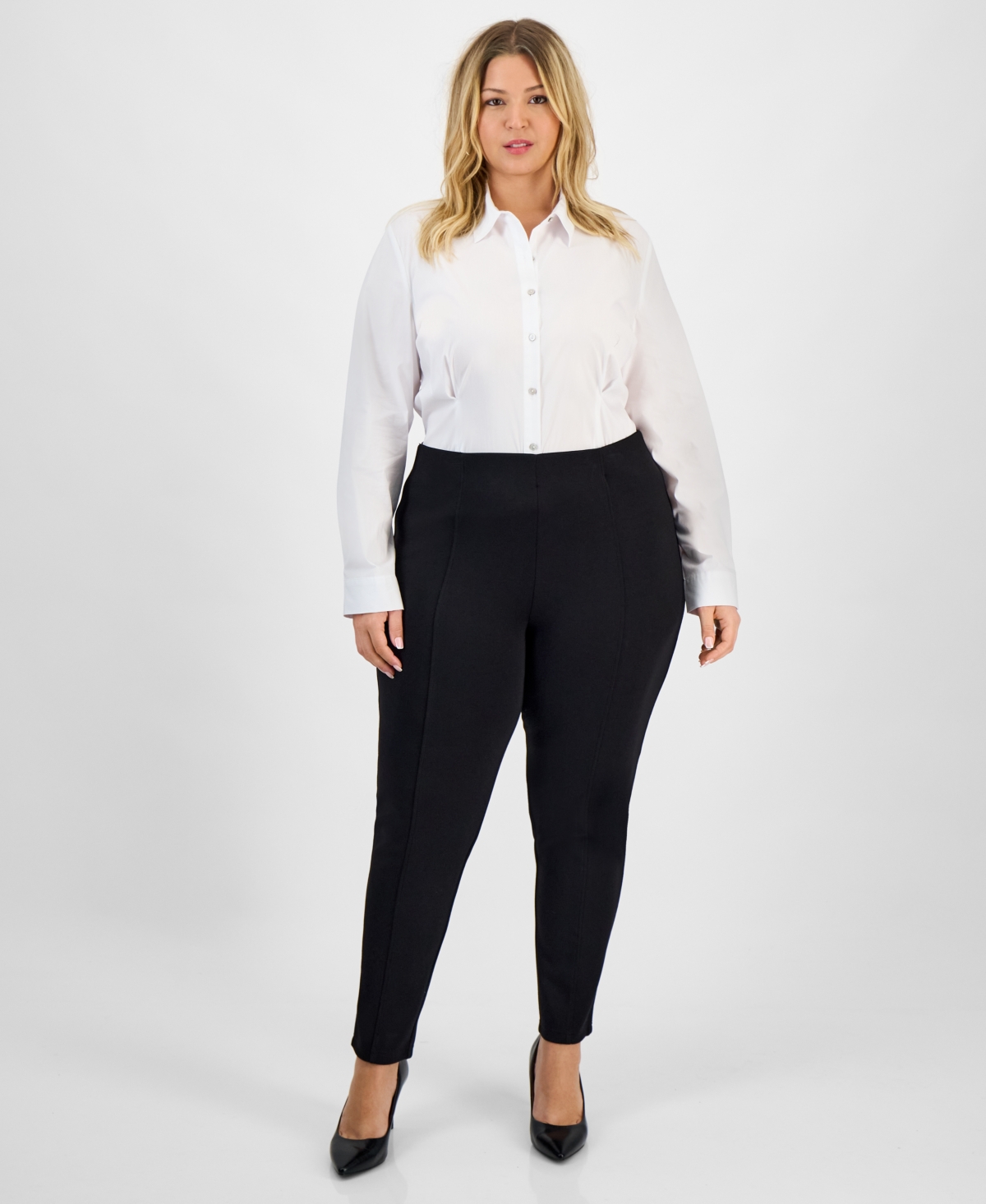 Click here for Bar Iii Trendy Plus Size High Rise Ponte Leggings... prices