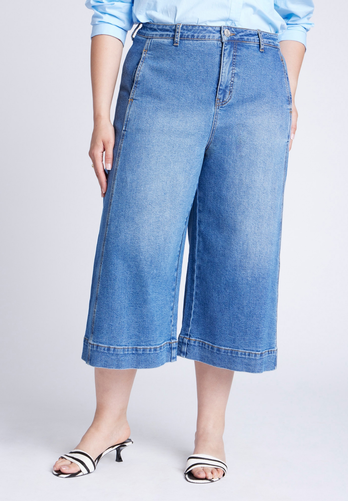 Click here for Eloquii Womens Plus Size Denim Culotte - Medium wa... prices