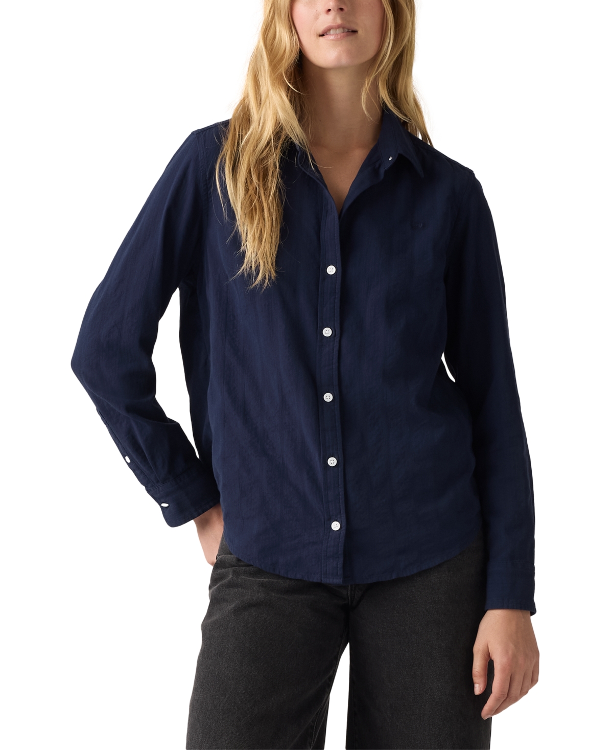 Click here for Levis Womens Classic Fit Button-Front Shirt - Navy... prices