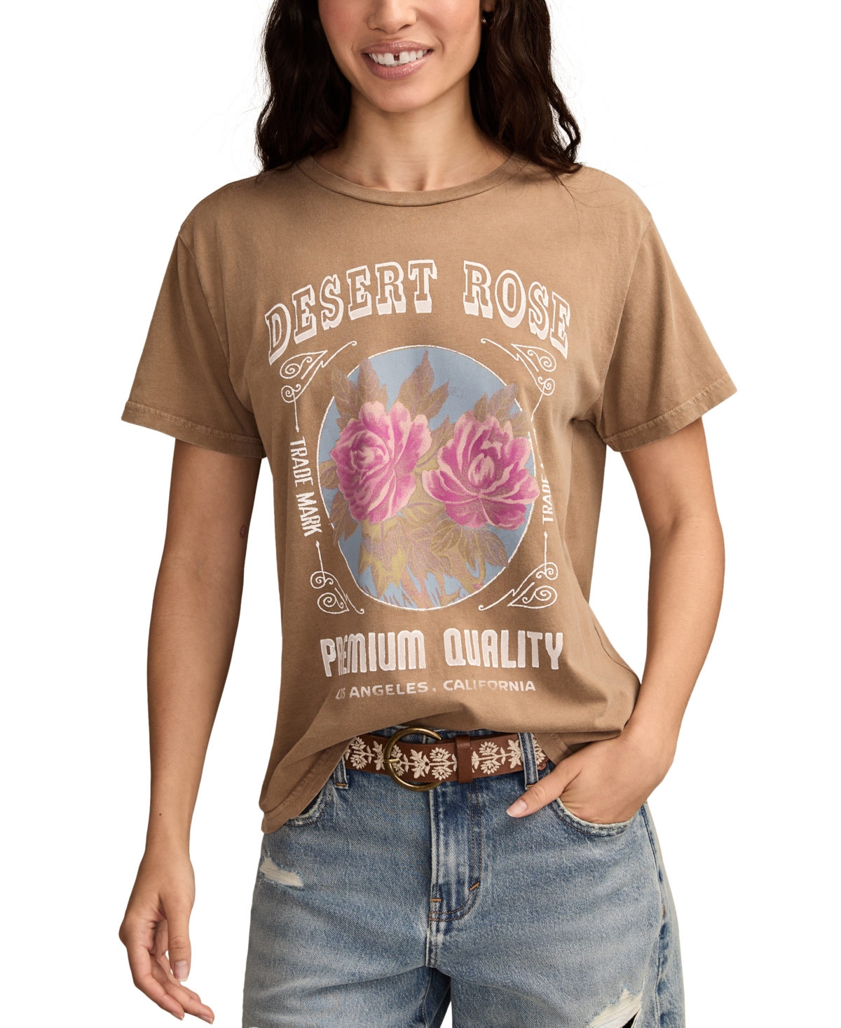 Click here for Lucky Brand Womens Desert Rose Cotton Boyfriend T-... prices