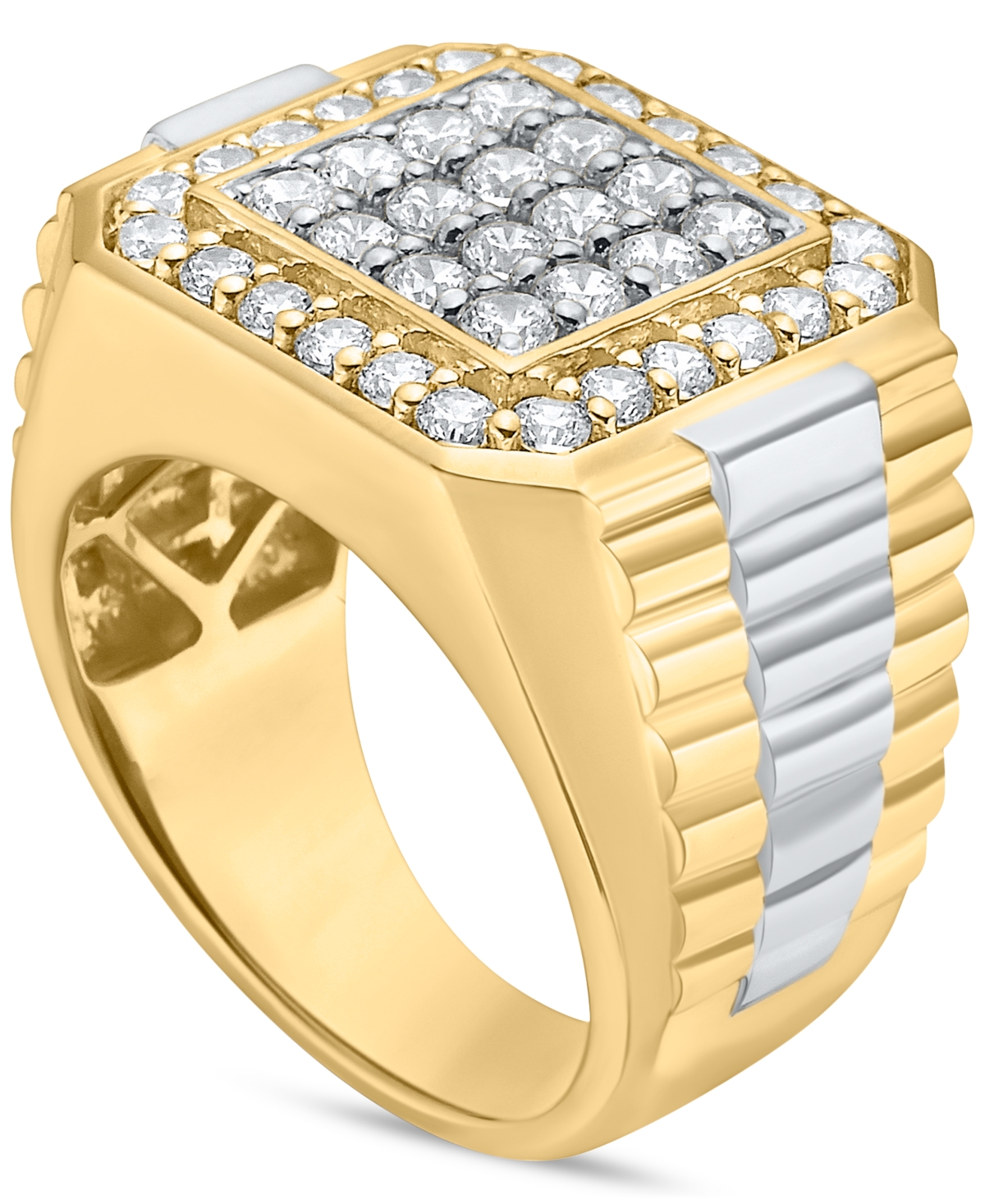 Click here for Mens Diamond Cluster Ridged Statement Ring (2 ct.... prices