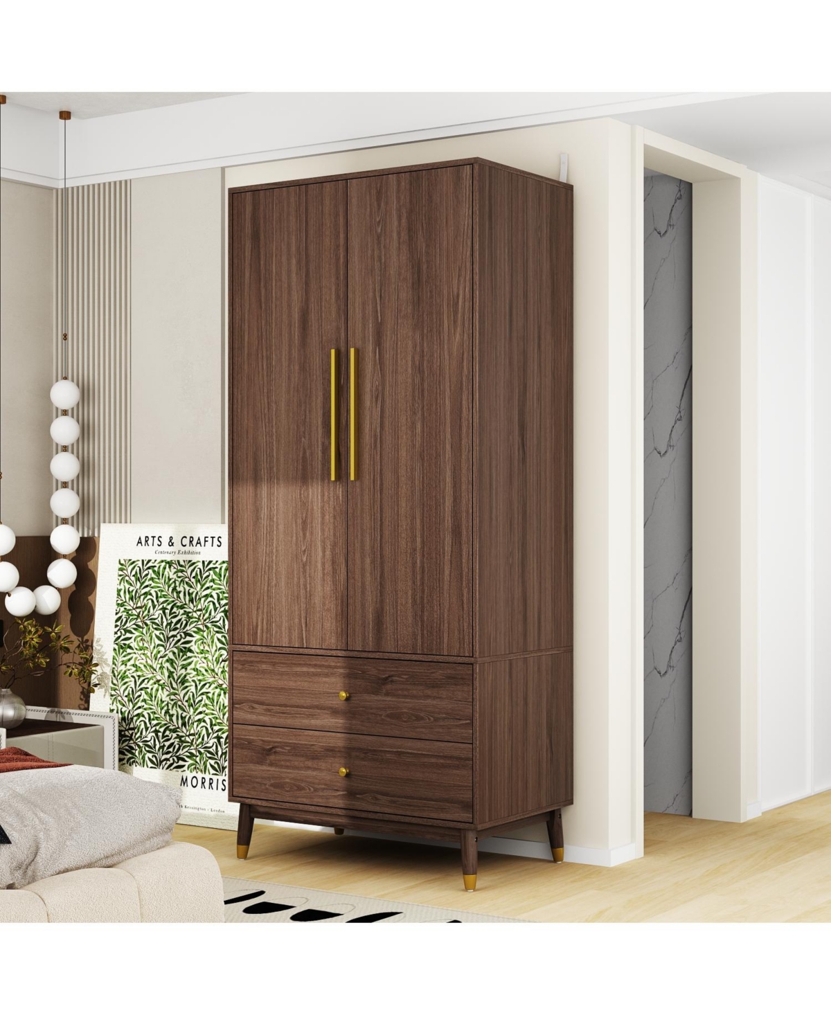 Click here for Famapy Grey Armoire with 2-Drawers  Hanging Rod an... prices