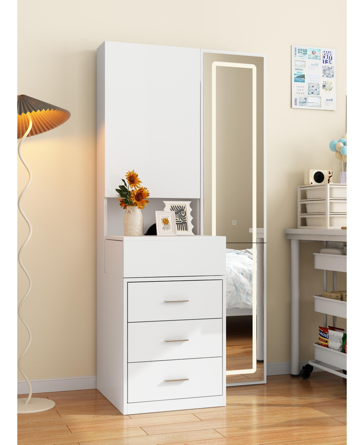 Click here for Famapy White Makeup Vanity Desk Wood Dressing Tabl... prices
